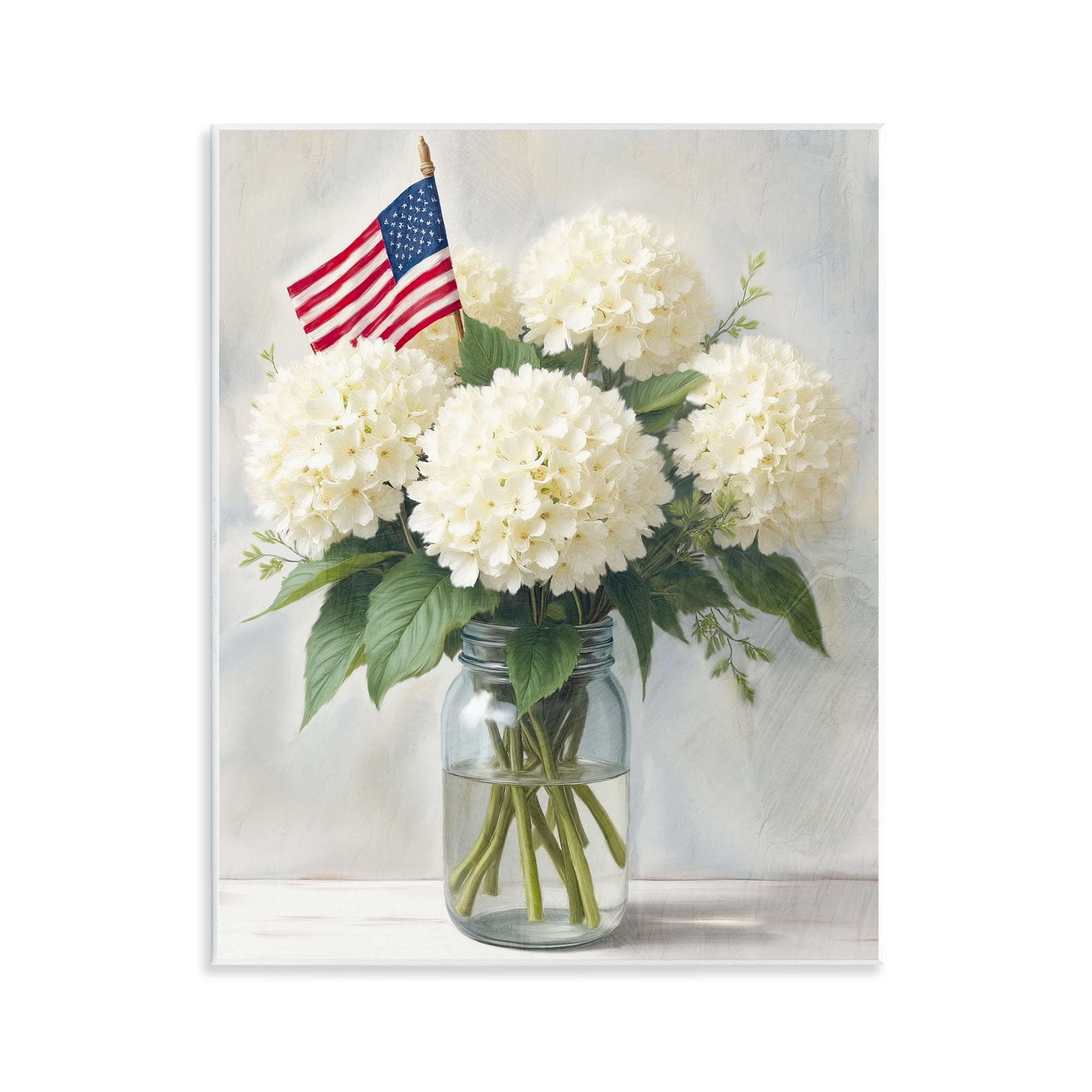 Stupell Industries Festive Patriotic Hydrangea Wall Plaque Art, design ...