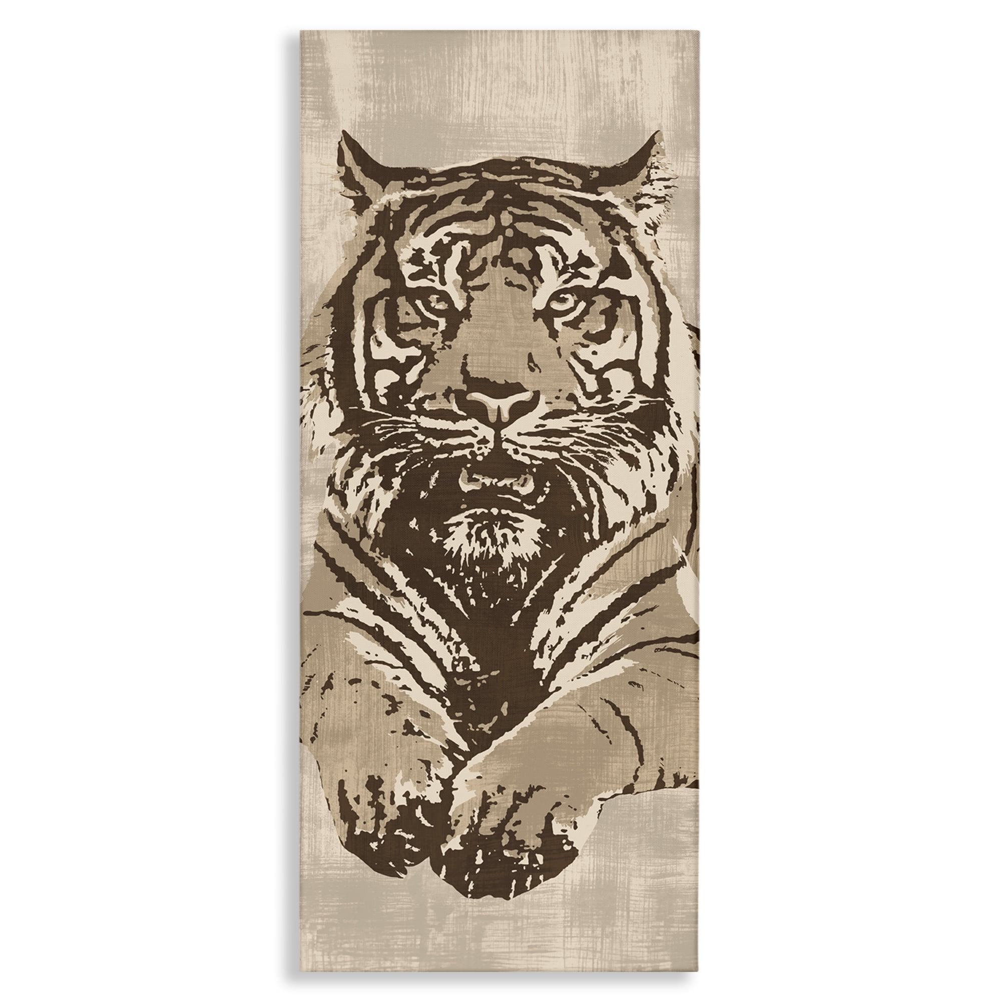 Stupell Industries Fierce Tiger Baring Teeth Animals Painting Wrapped ...