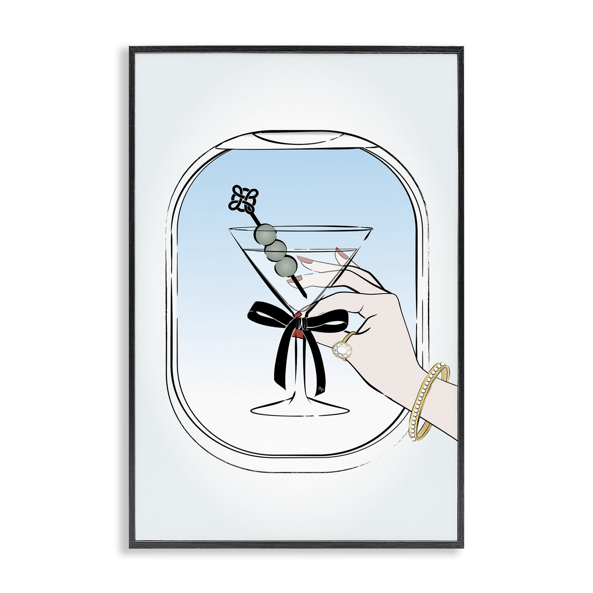 Stupell Industries First Class Cocktail Food & Beverage Painting Black ...