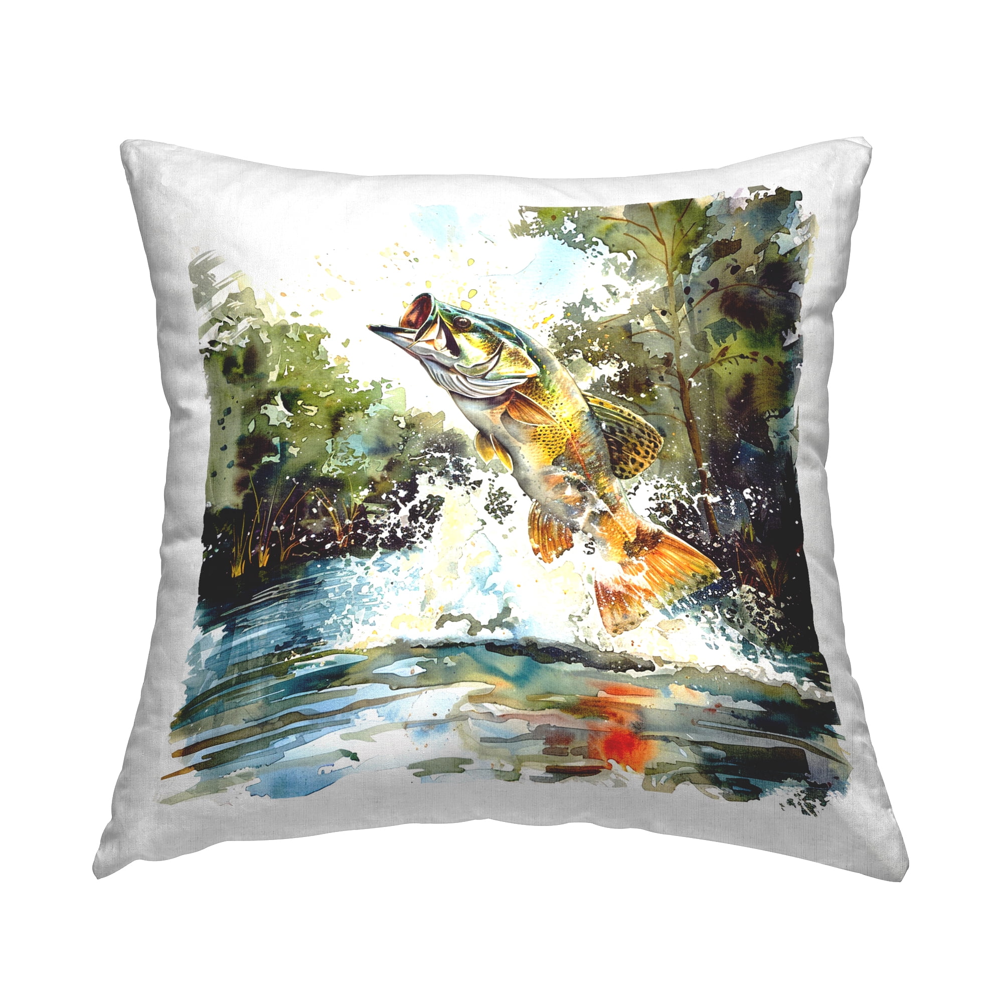 Stupell Industries Fish Jumping Splash Decorative Printed Throw Pillow ...