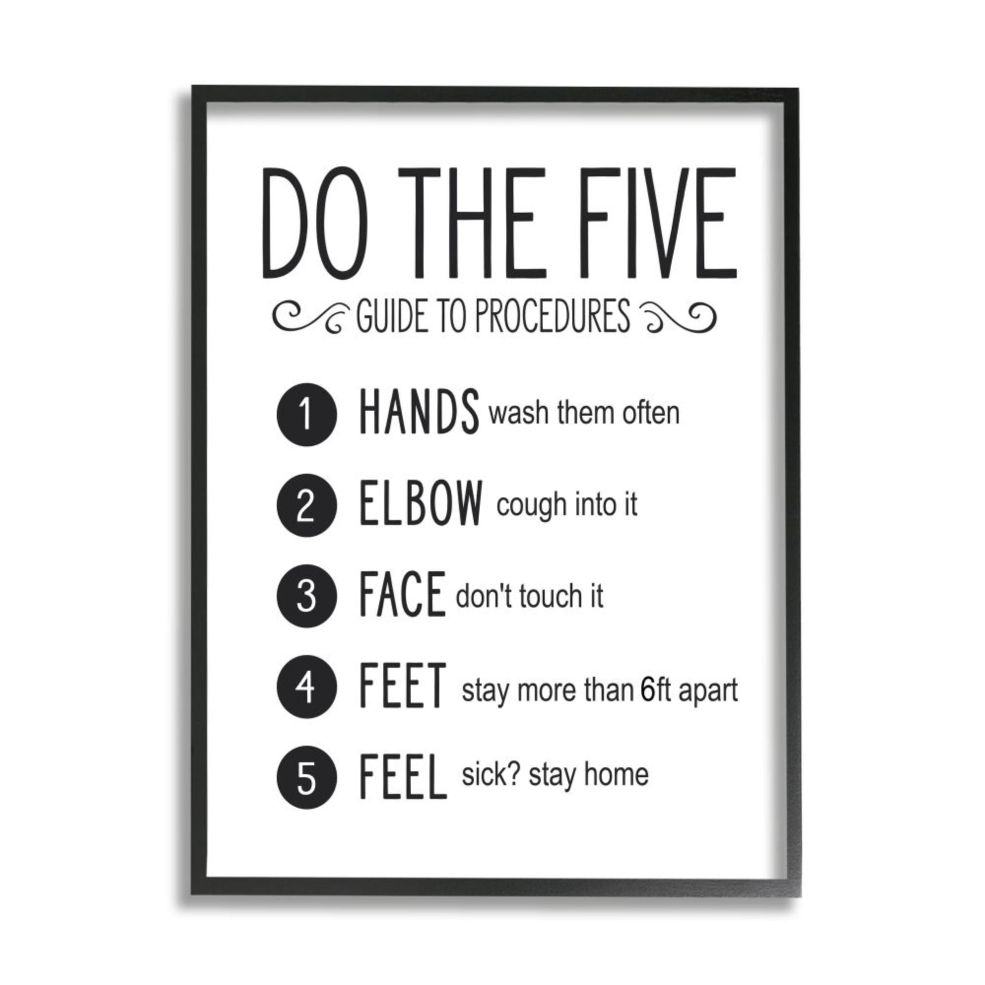 Stupell Industries Five Procedures of Cleanliness Virus Office Sign ...