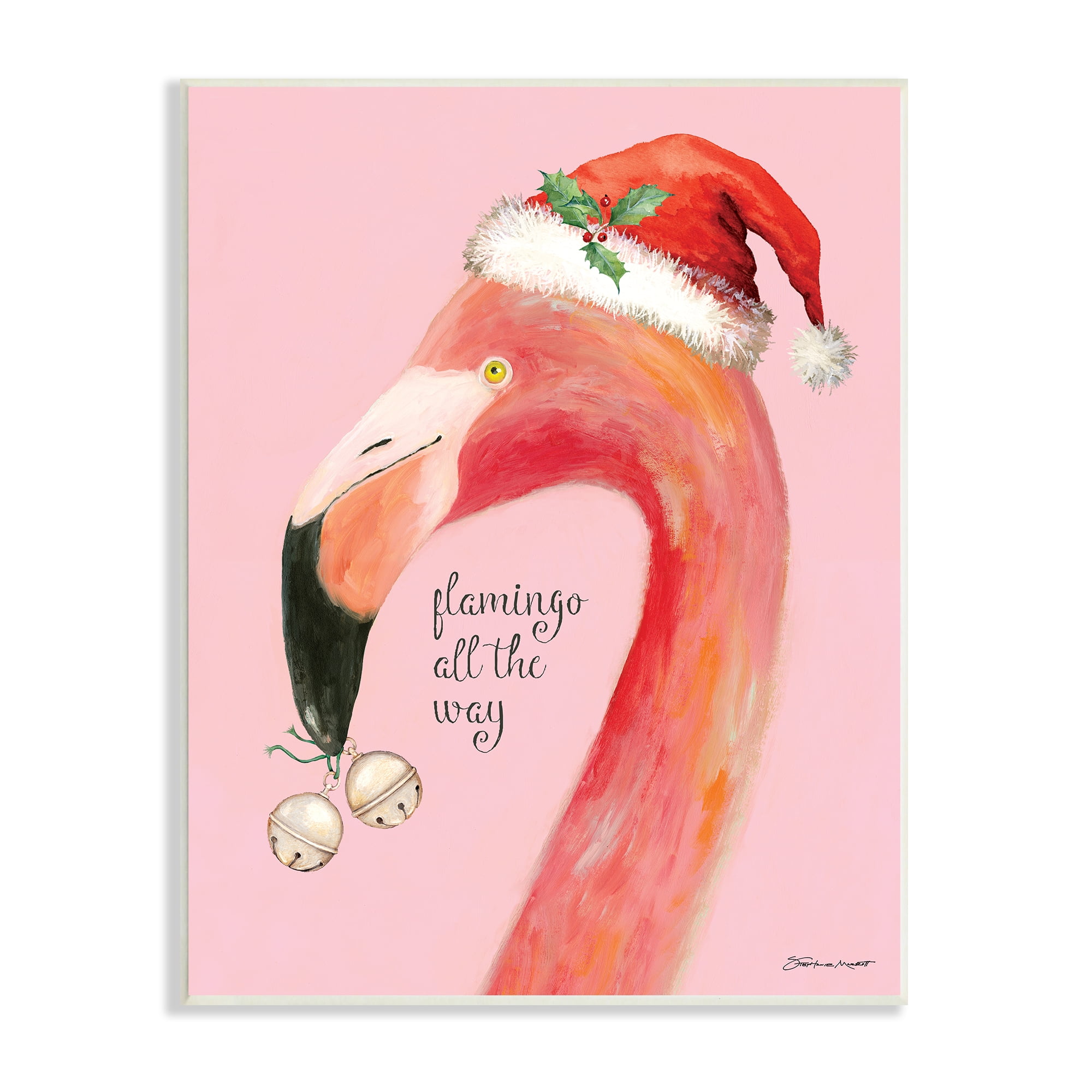 Stupell Industries Flamingo All The Way Pink Santa Claus Bird, 10 x 15 ...