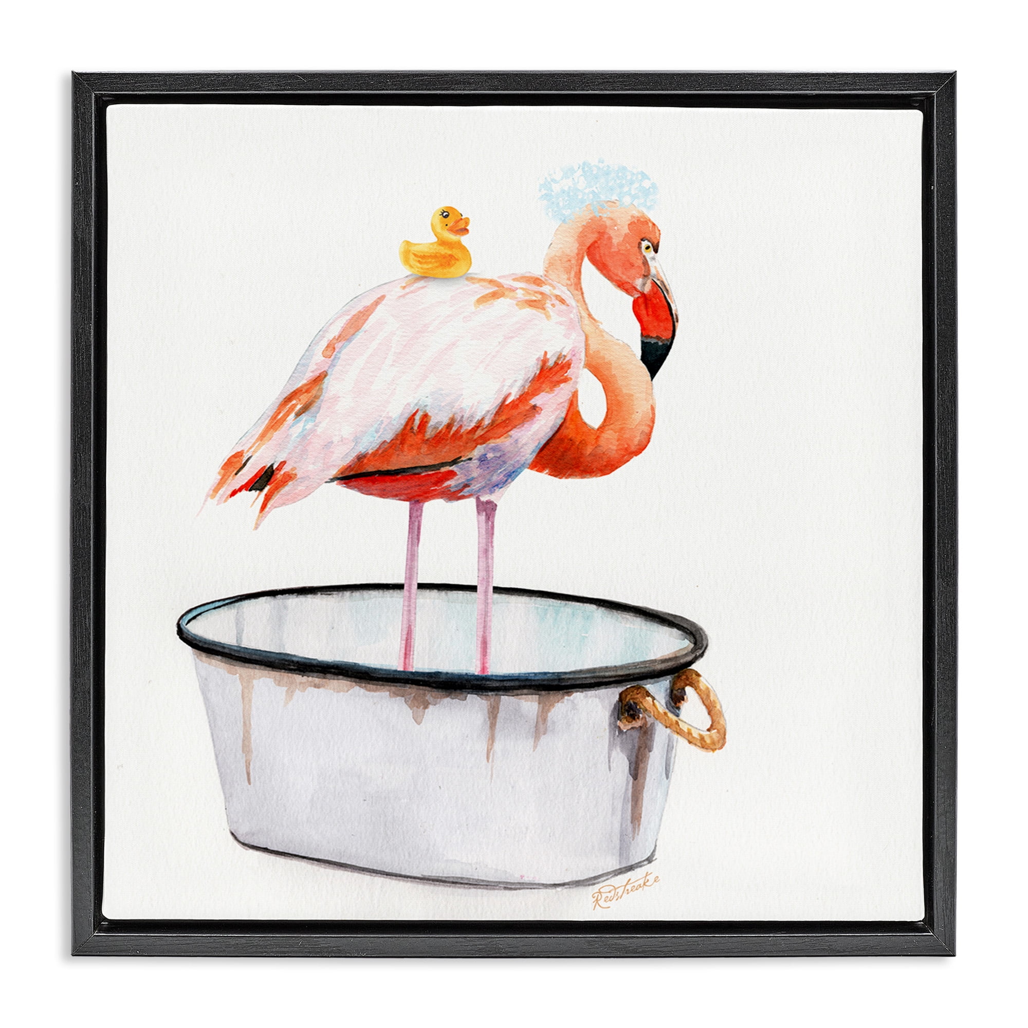 Stupell Industries Flamingo Bubble Bath Time Animals & Insects Painting ...