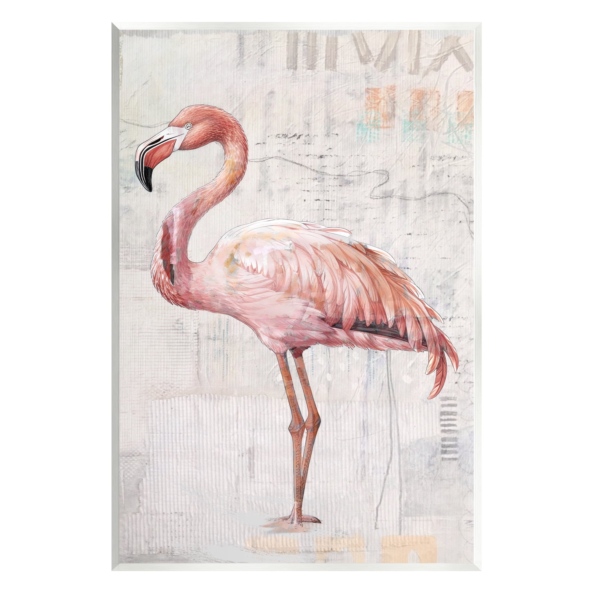 Stupell Industries Flamingo Collage Portrait Animals & Insects Painting ...