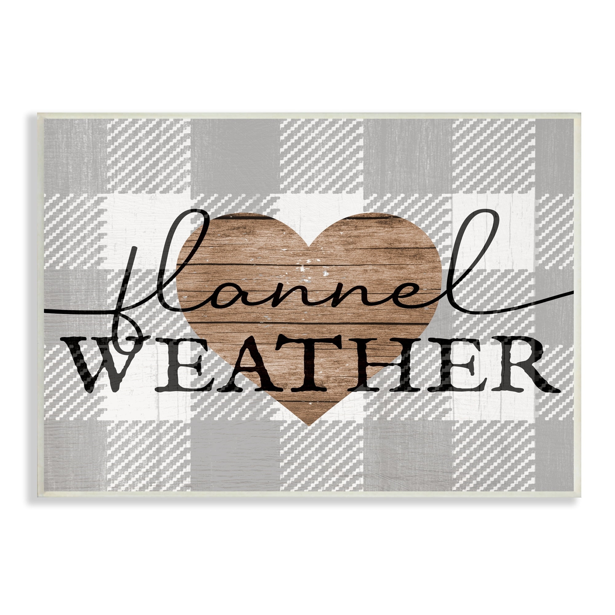 Stupell Industries Flannel Weather Checkered Plaid Wall Plaque ...