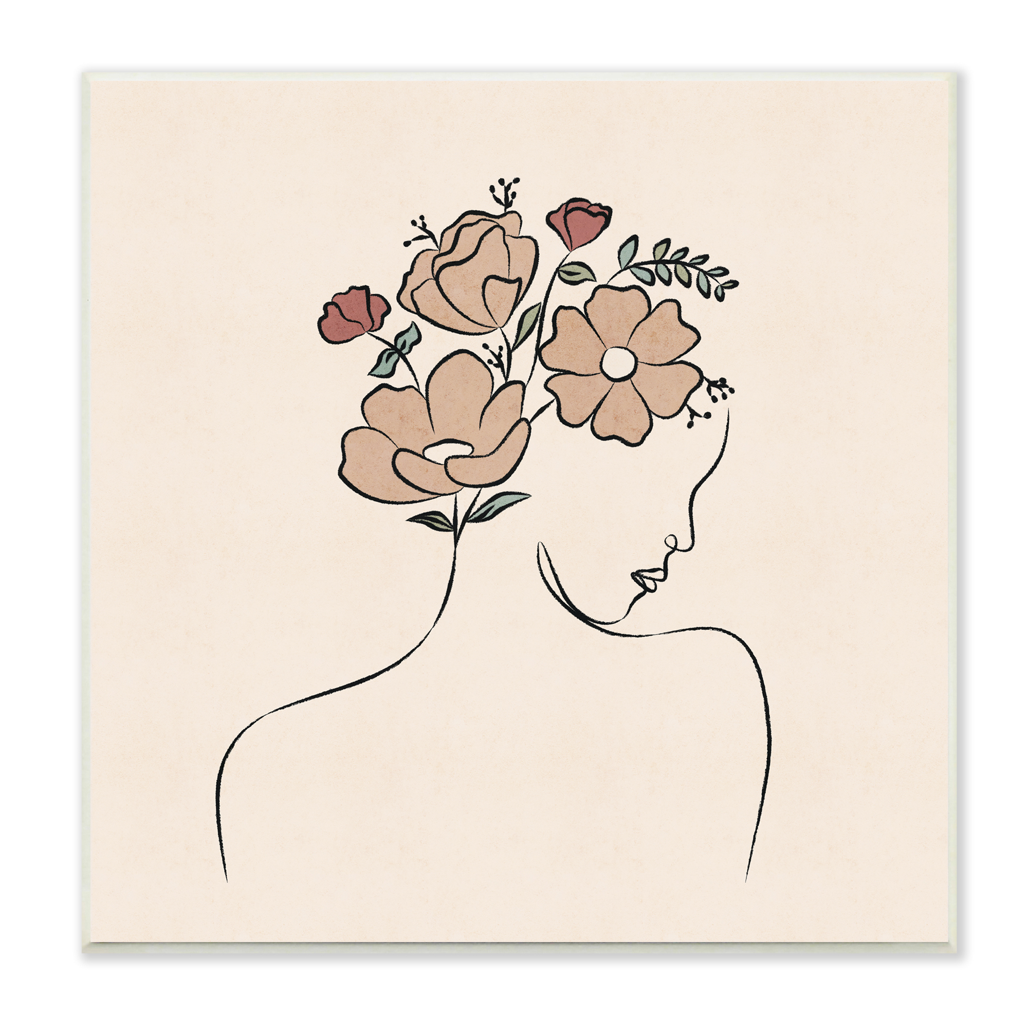Stupell Industries Floral Abstract Woman Face Blossoms Line Doodle ...