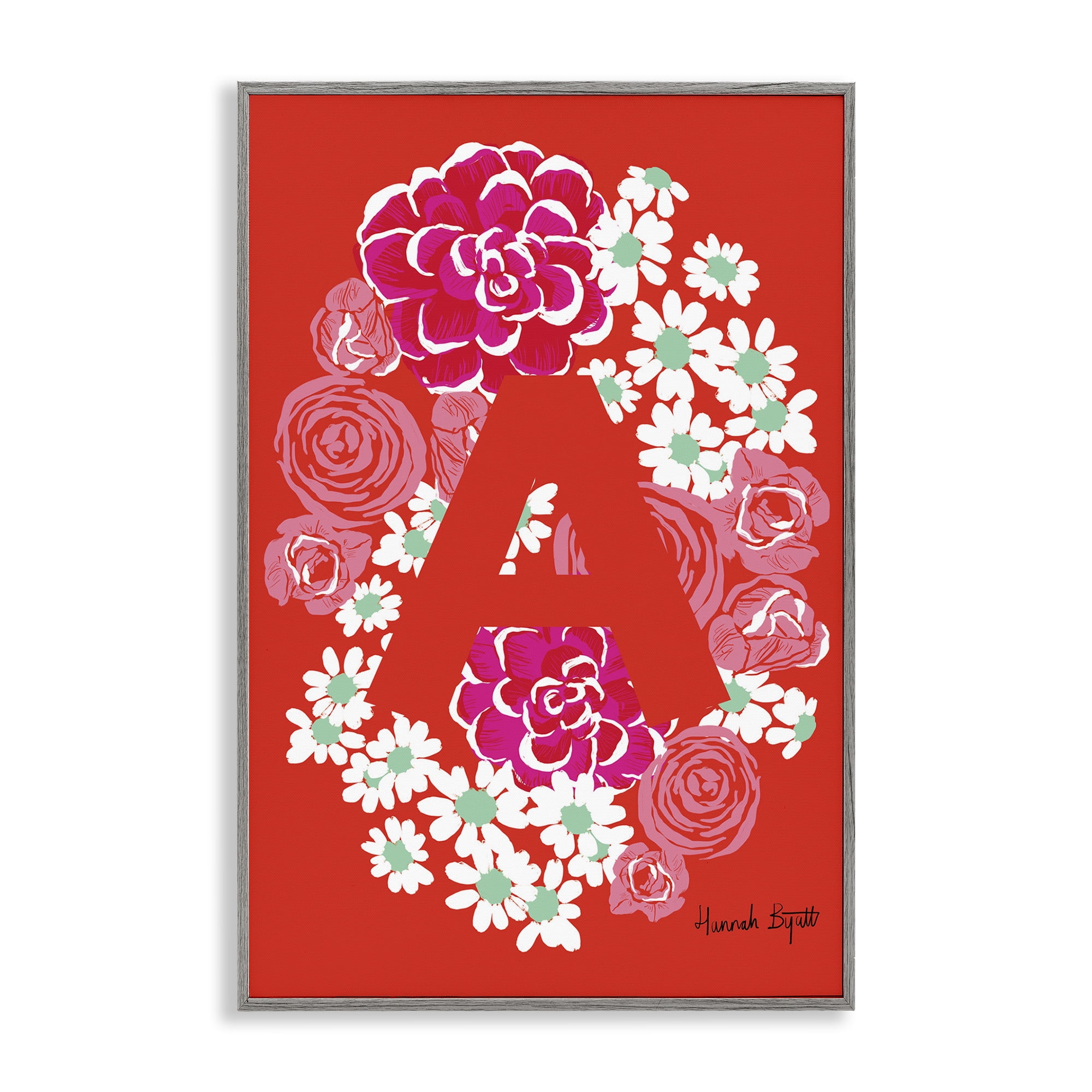 Stupell Industries Floral Bloom Letter A Botanical & Floral Painting ...