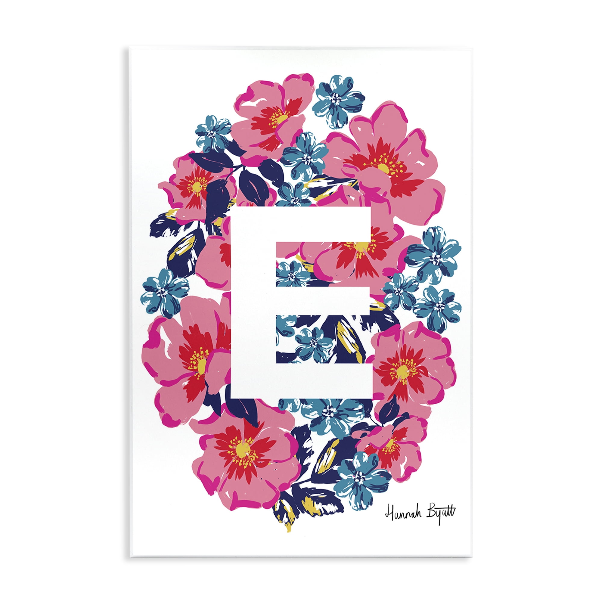 Stupell Industries Floral Bloom Letter E Botanical & Floral Painting ...