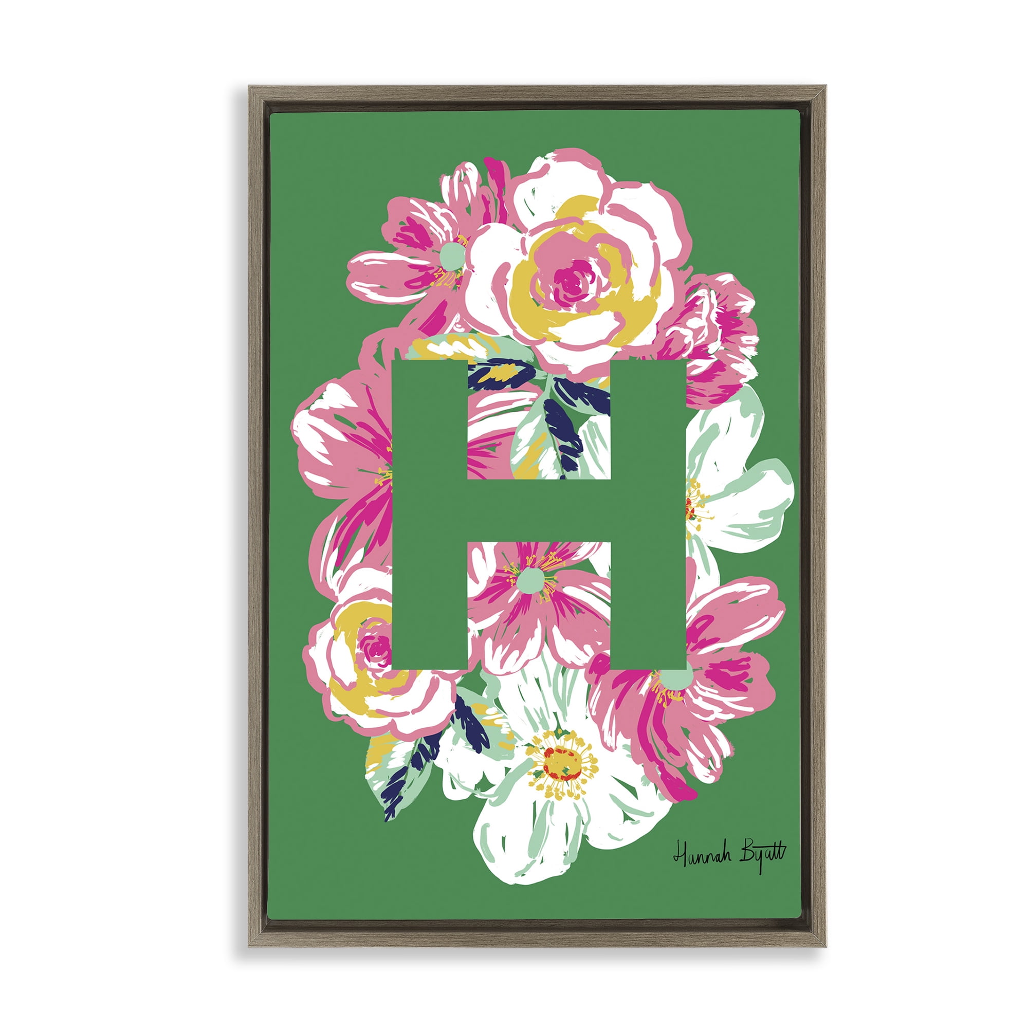 Stupell Industries Floral Bloom Letter H Botanical & Floral Painting ...
