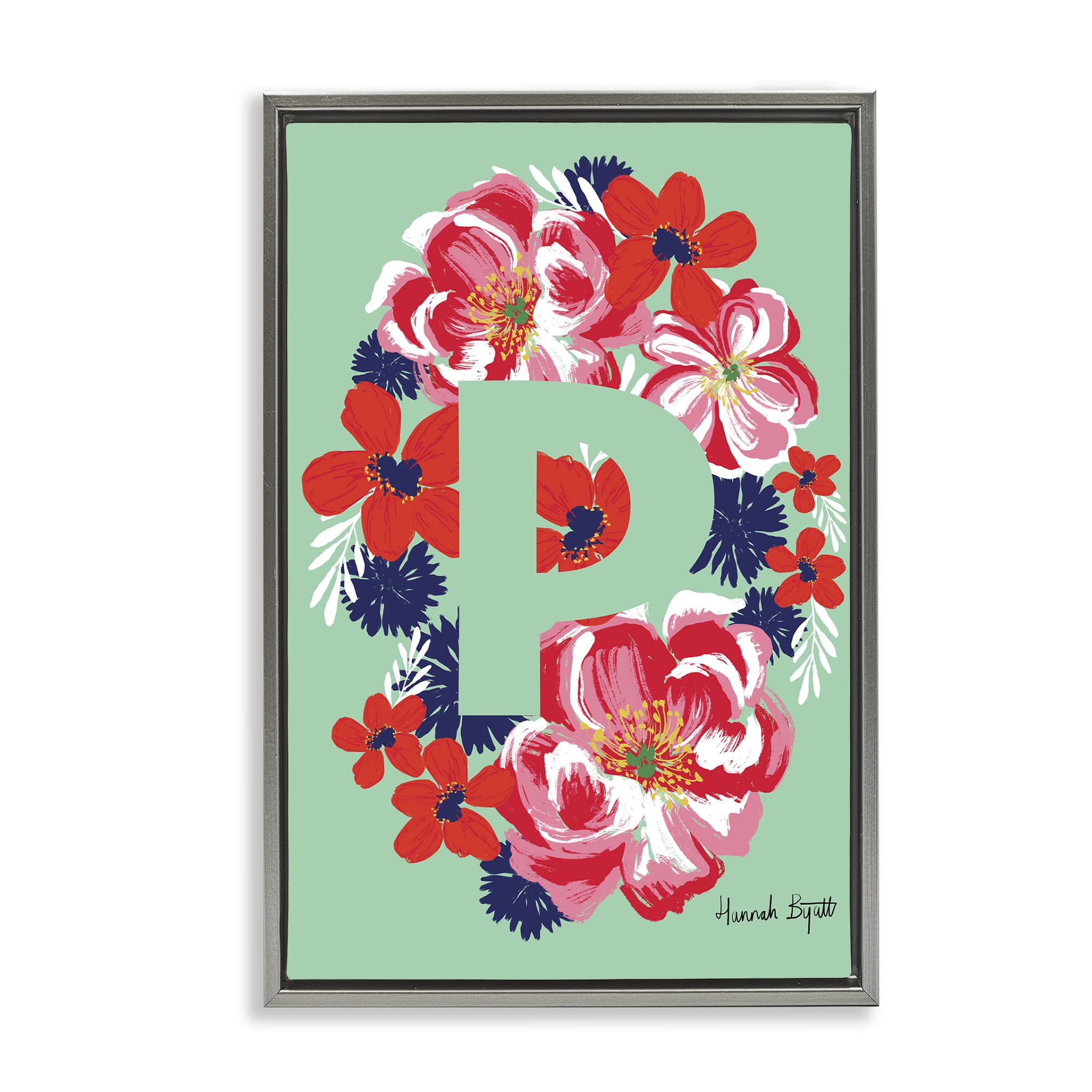 Stupell Industries Floral Bloom Letter P Botanical & Floral Painting ...