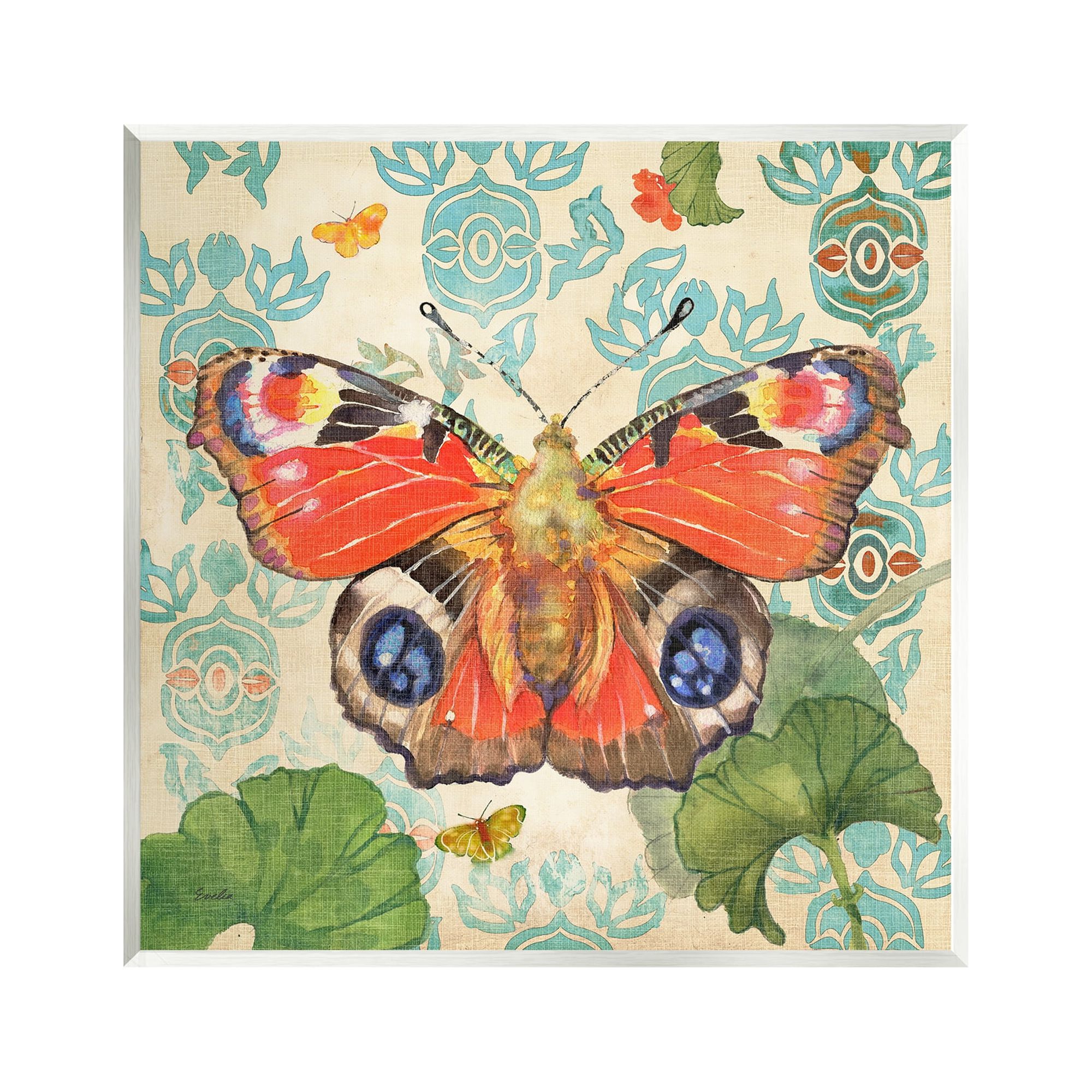 Stupell Industries Floral Boho Butterfly Animals & Insects Painting ...