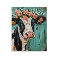 Floral Cow Set Wall Art - White - Modern Farmhouse Decor - Walmart.com