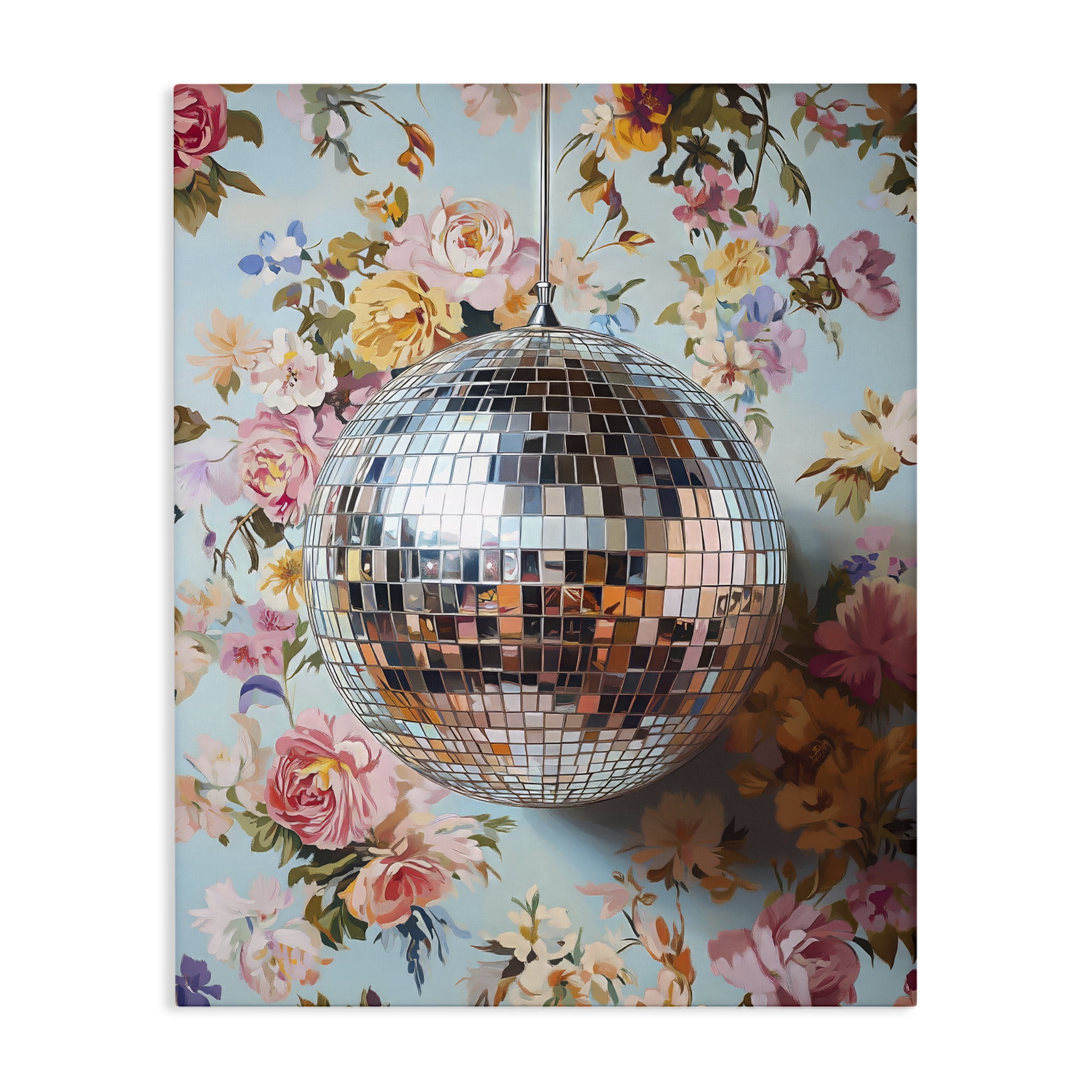 Stupell Industries Floral Disco Ball Reflection Canvas Wall Art, design ...