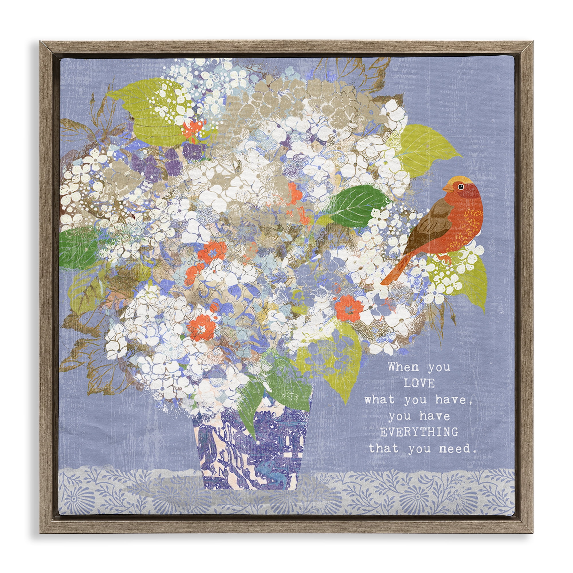Stupell Industries Floral Inspiration On Love Brown Framed Floater ...