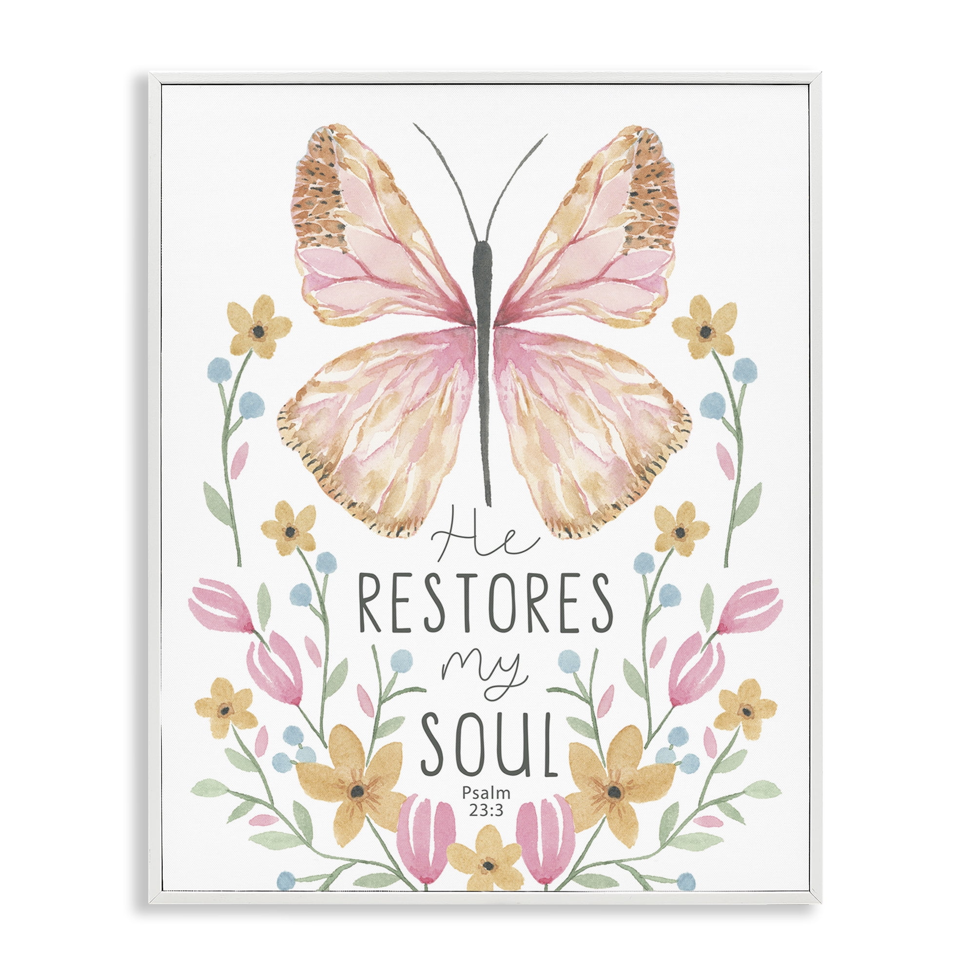 Stupell Industries Floral Restores My Soul Religious Painting White ...