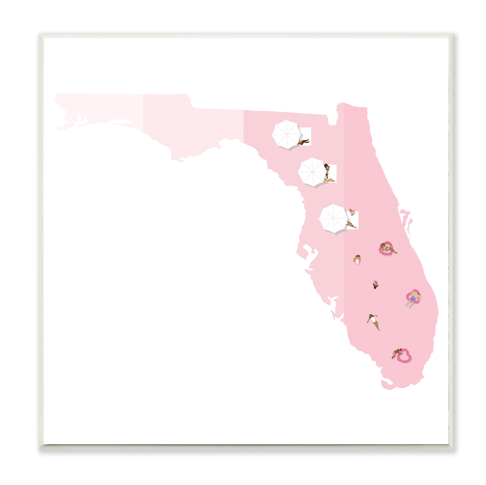 Stupell Industries Florida State Outline with Coastal Sunbathers Wall ...