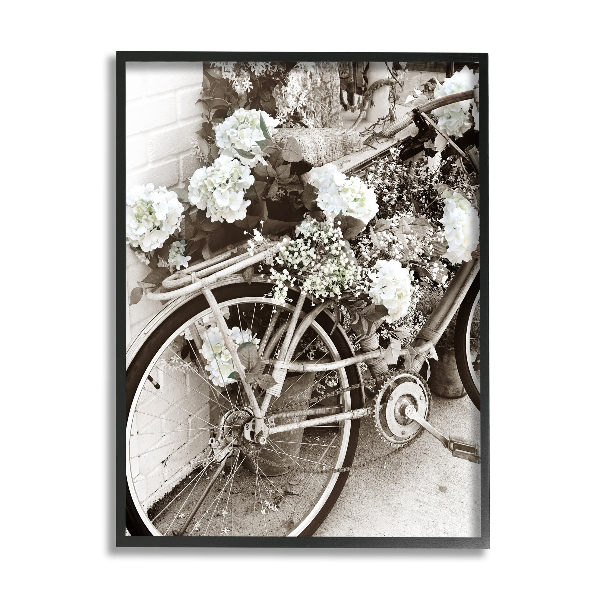 Stupell Industries Flower Blossom Covered Bicycle Vintage Neighborhood ...