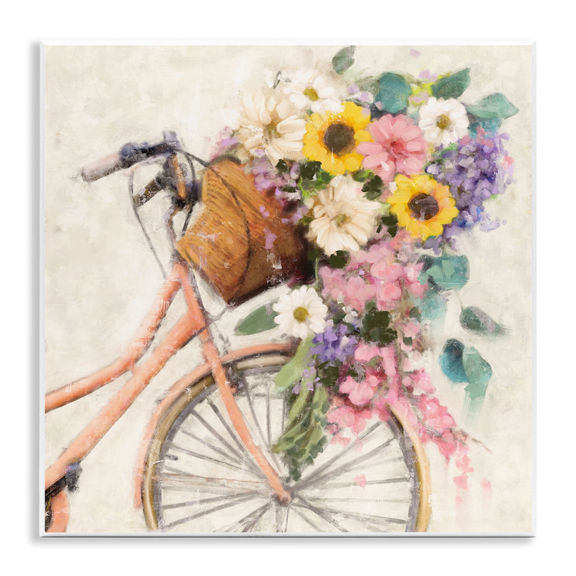 Stupell Industries Flower Swathed Bicycle Transportation Painting ...