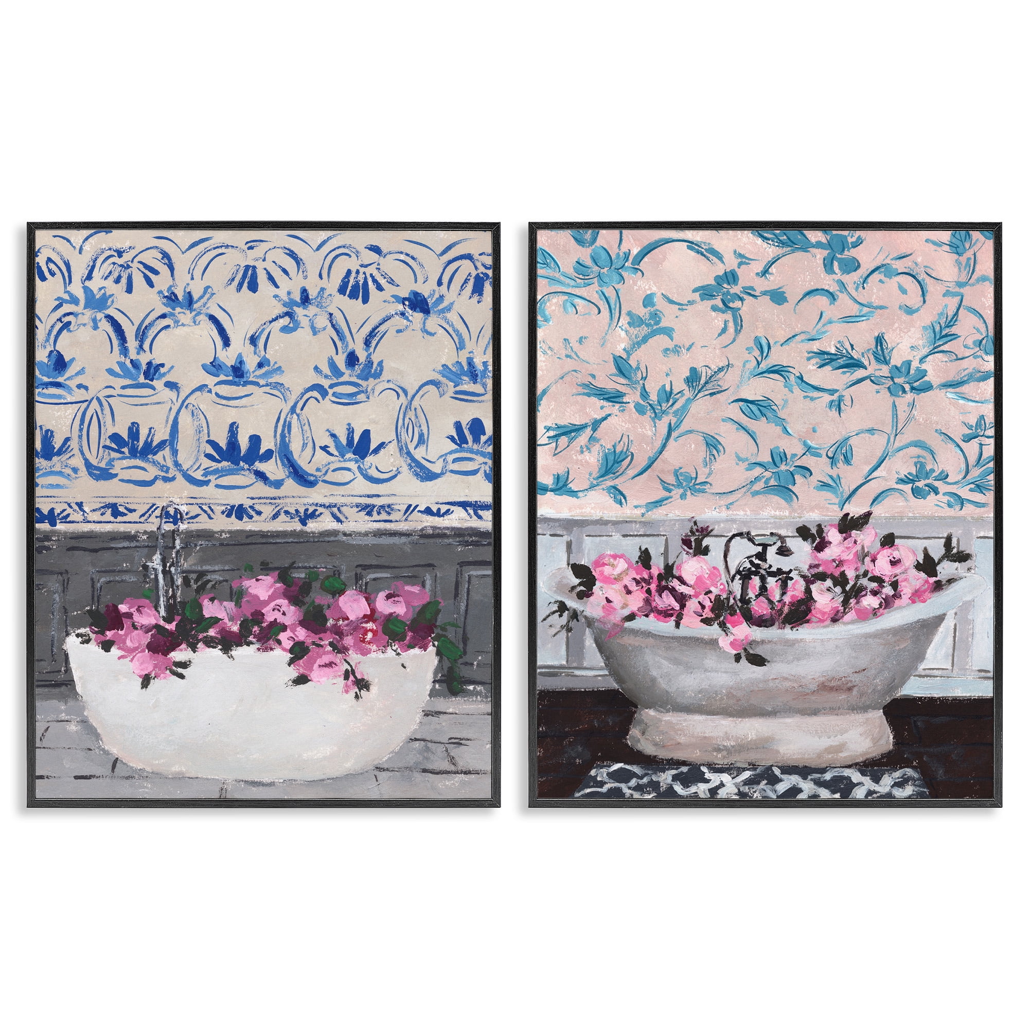 Stupell Industries Flowers In Bath Tub Interior Design Botanical ...