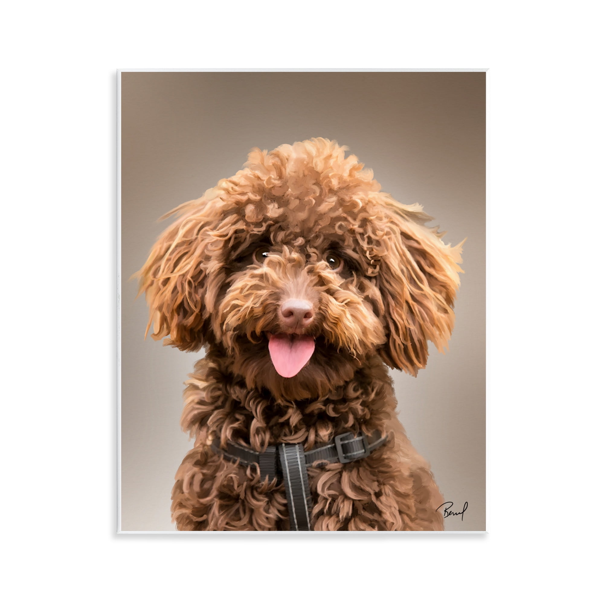Stupell Industries Fluffy Toy Poodle Portrait Animals Painting Unframed ...