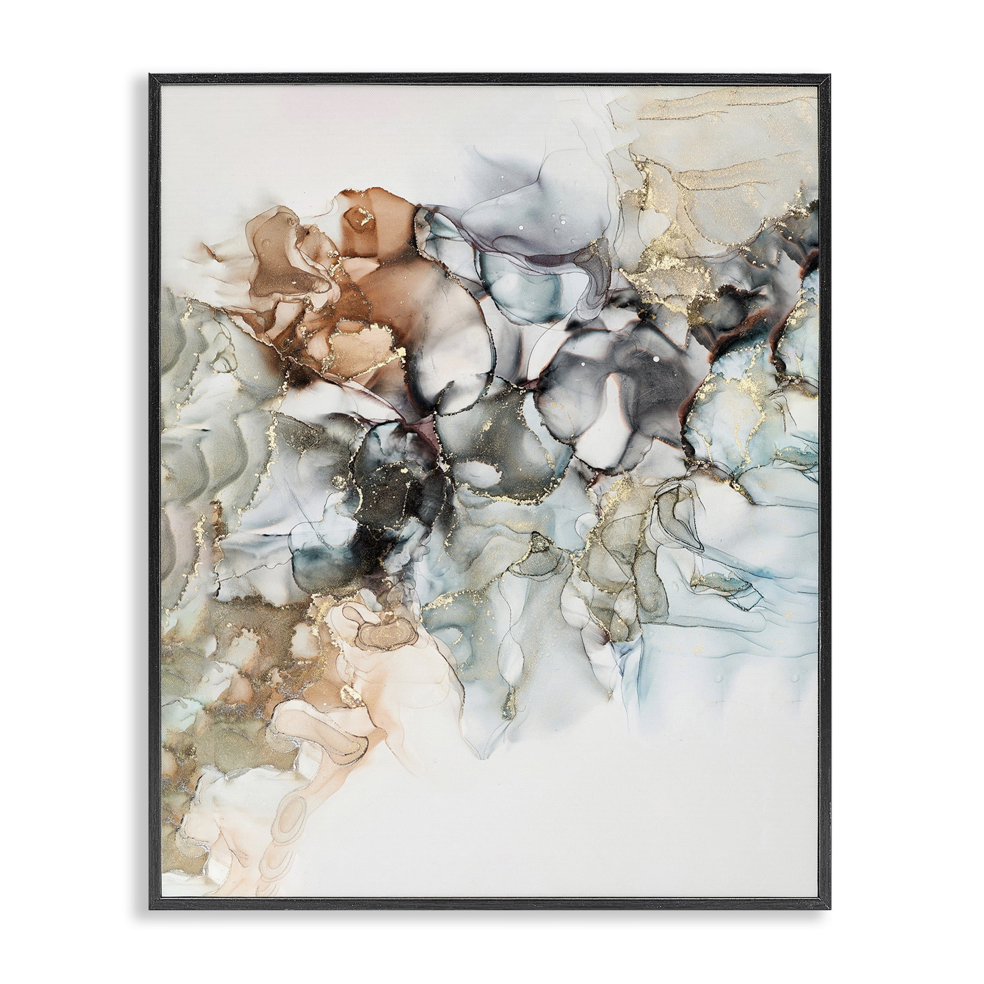 Stupell Industries Fluid Abstract Glam Detail Abstract Painting Black ...