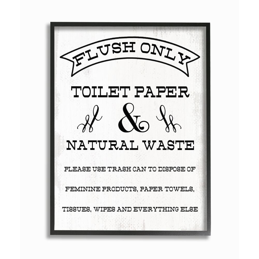Stupell Industries Flush Only Toilet Paper Rustic Bathroom Sign ...