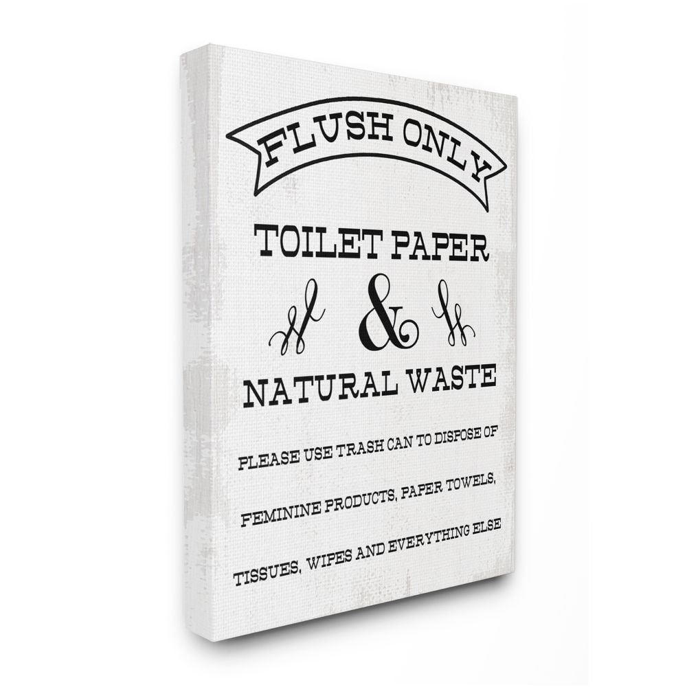 Stupell Industries Flush Only Toilet Paper Rustic Bathroom Sign ...
