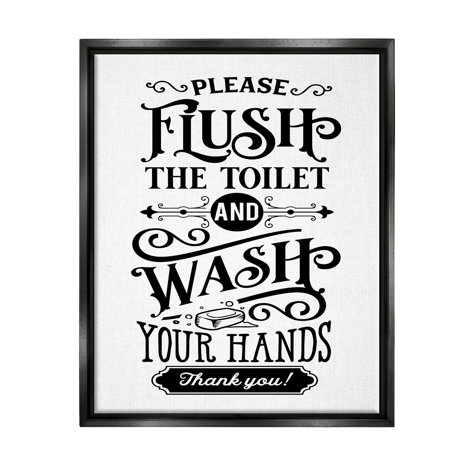 Stupell Industries Flush & Wash Hands Vintage Style Text Typography ...