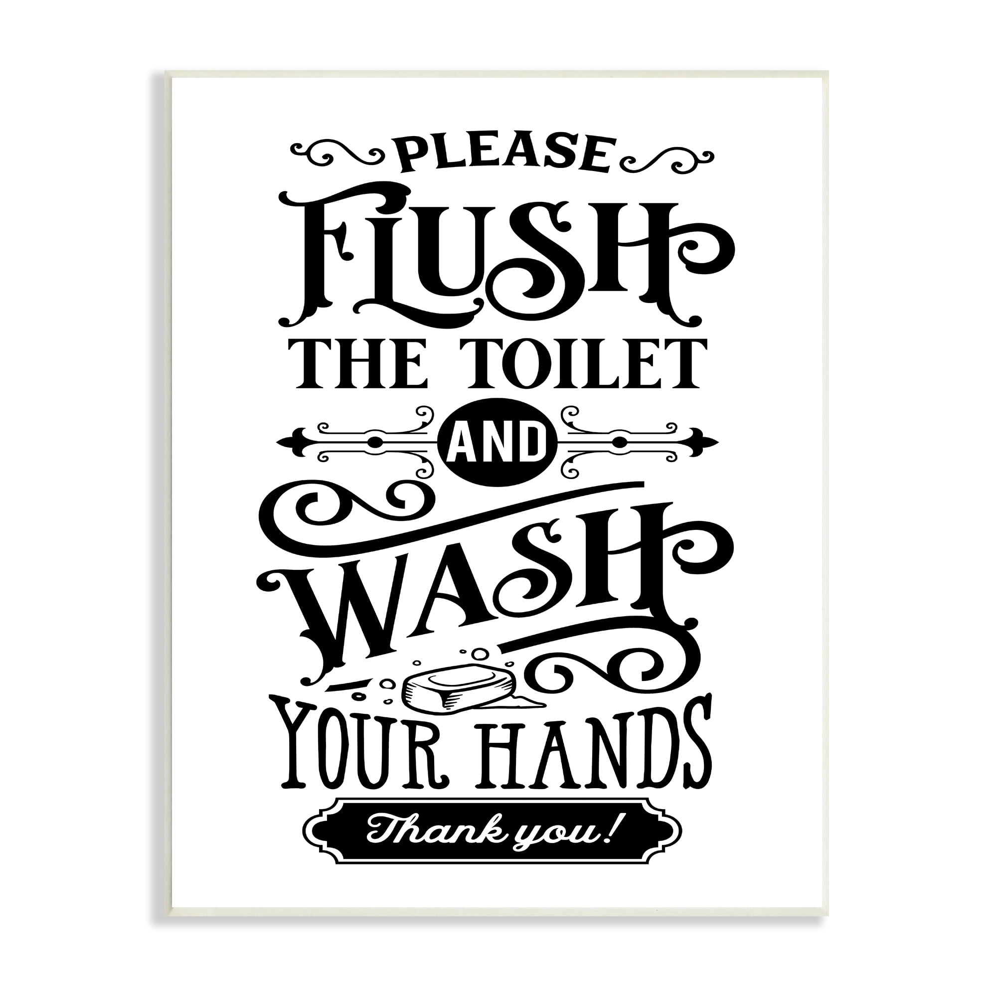 Stupell Industries Flush & Wash Hands Vintage Style Text Typography ...