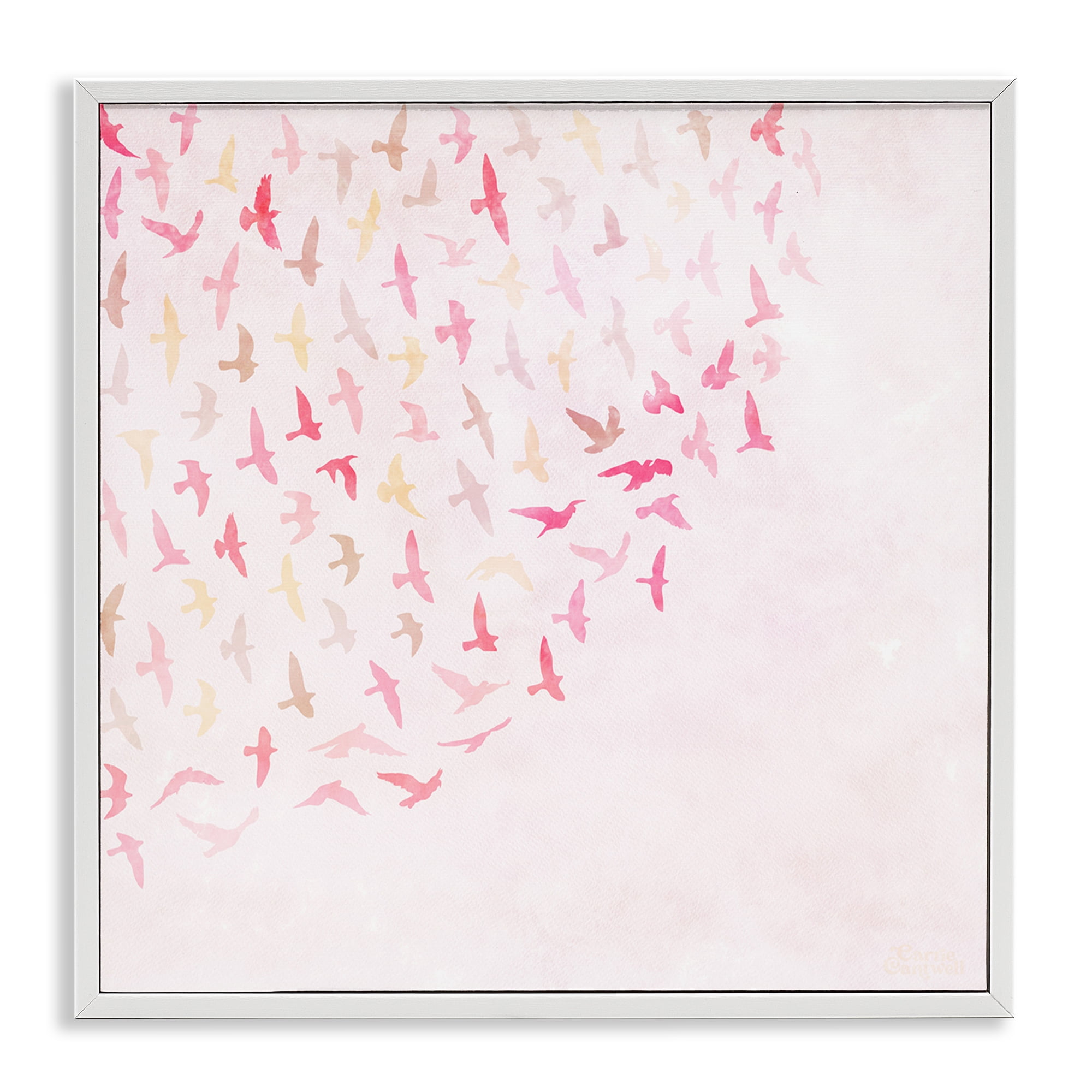 Stupell Industries Fluttering Pink Birds Animals & Insects Painting ...