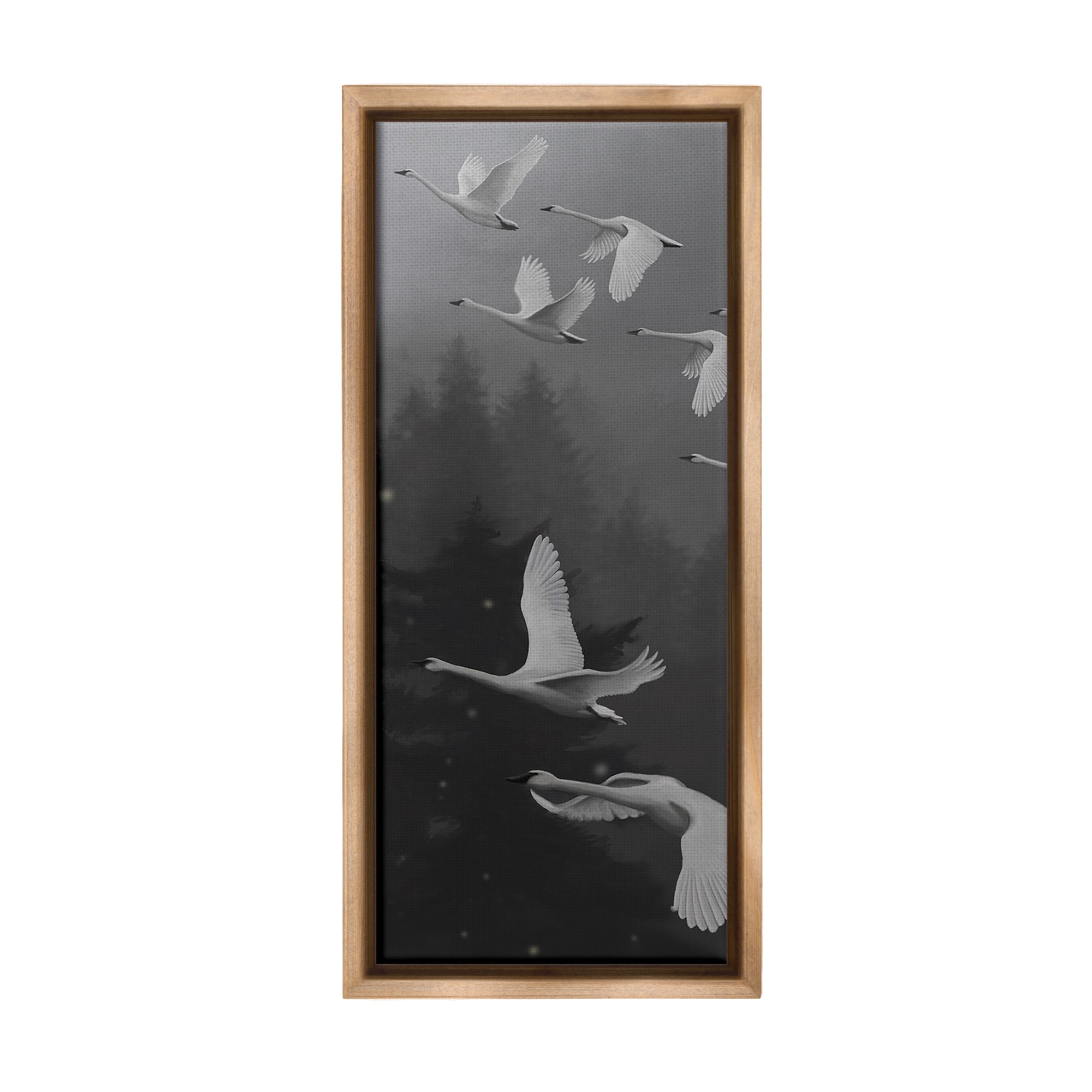Free Shipping! Stupell Industries Flying Swan Flock Framed Canvas Wall ...