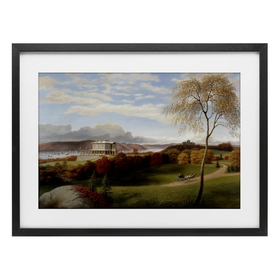 Stupell Industries Folk Painting Landscape Black Framed Print Under ...