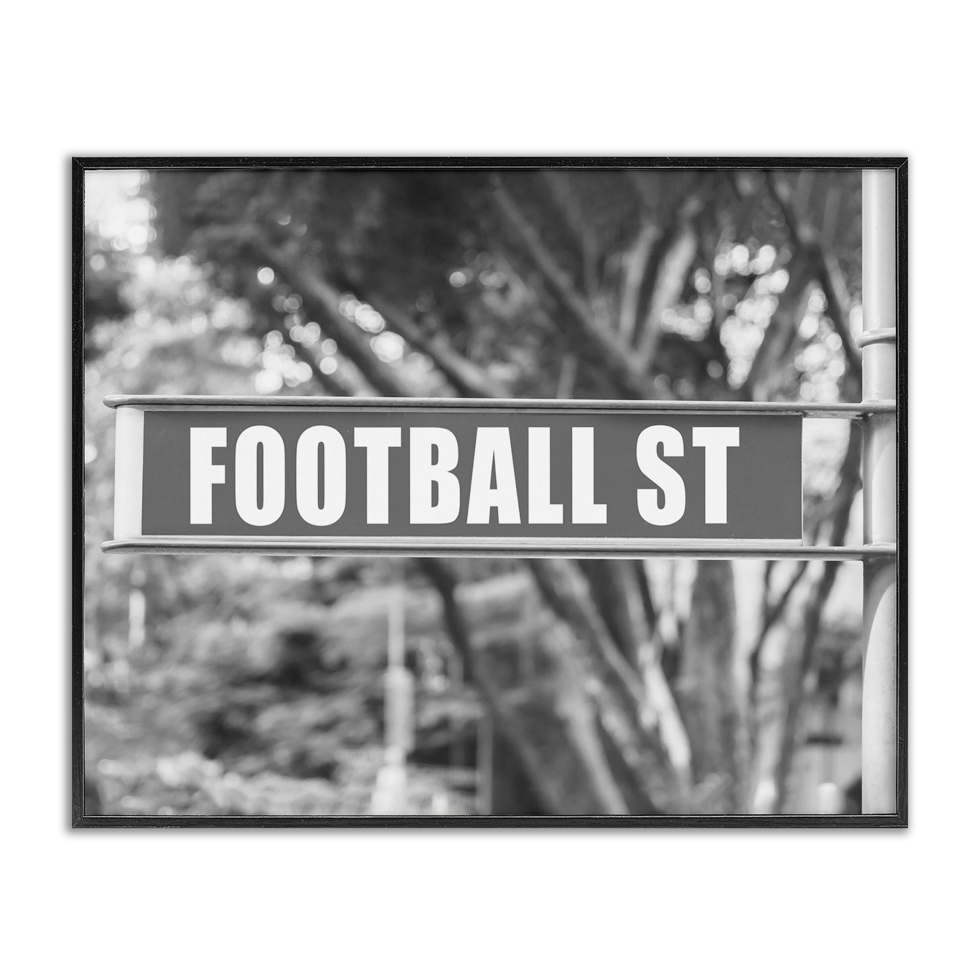 Stupell Industries Football Street Sign Sports Photography Black Framed ...