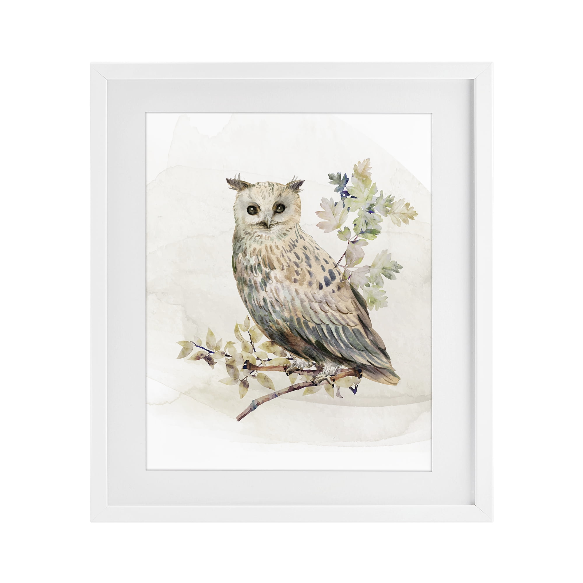 Stupell Industries Forest Owl with Foliage White Framed Print Under ...