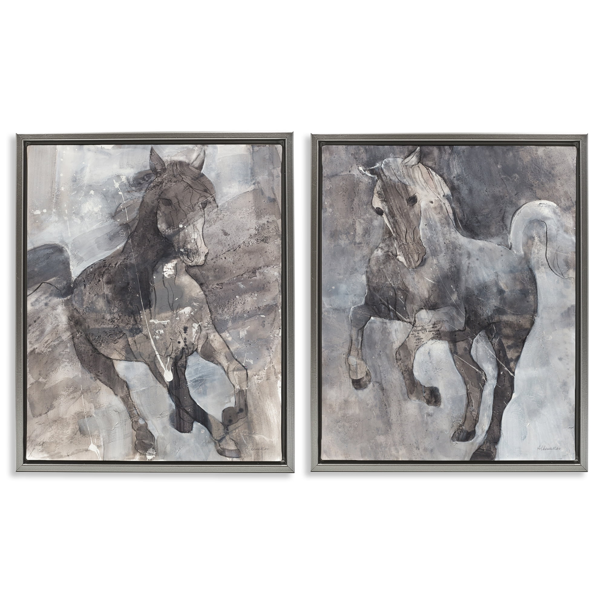 Stupell Industries Free Spirit Wind Dancer Horse Animals Painting Gray ...