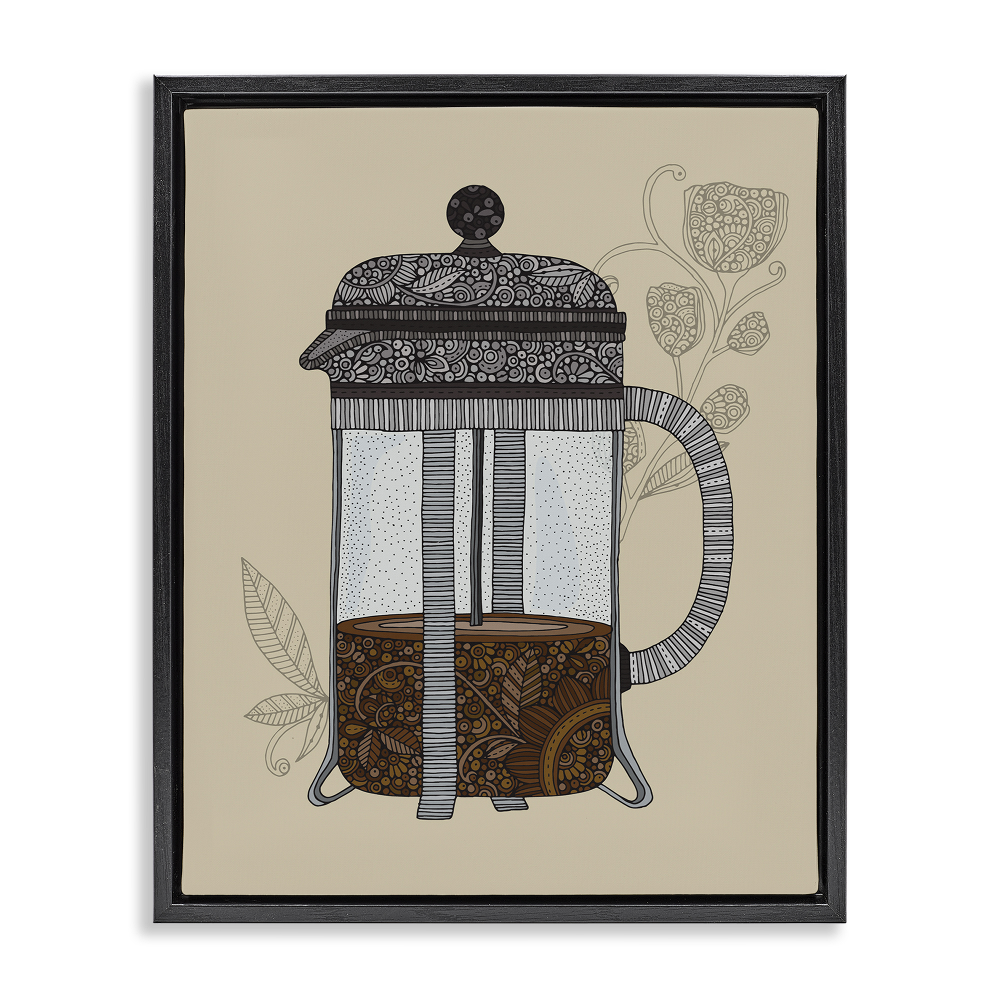 Stupell Industries French Press Coffee Food & Beverage Painting Black ...