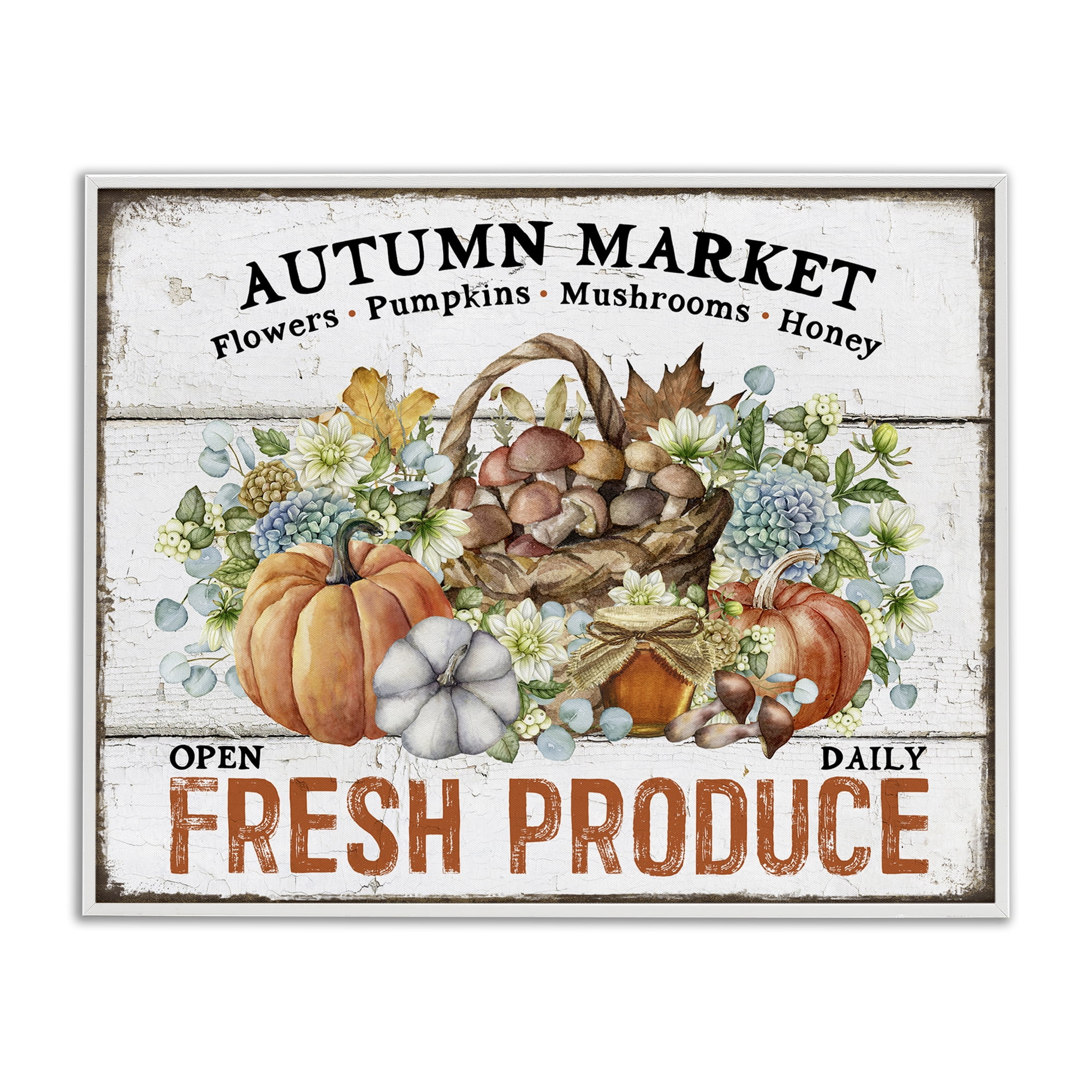 Stupell Industries Fresh Fall Produce Holiday Painting White Framed Art ...