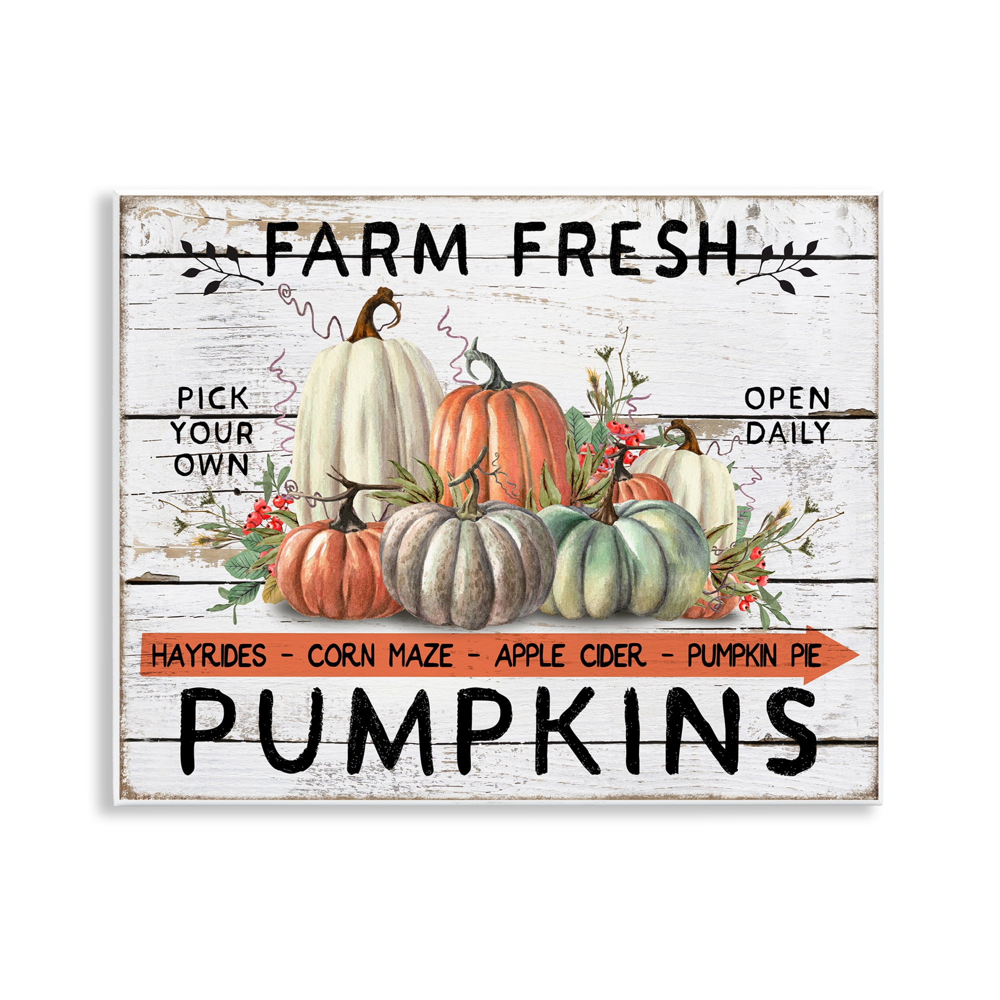 Stupell Industries Fresh Pumpkin Mound Holiday Painting Unframed Art ...