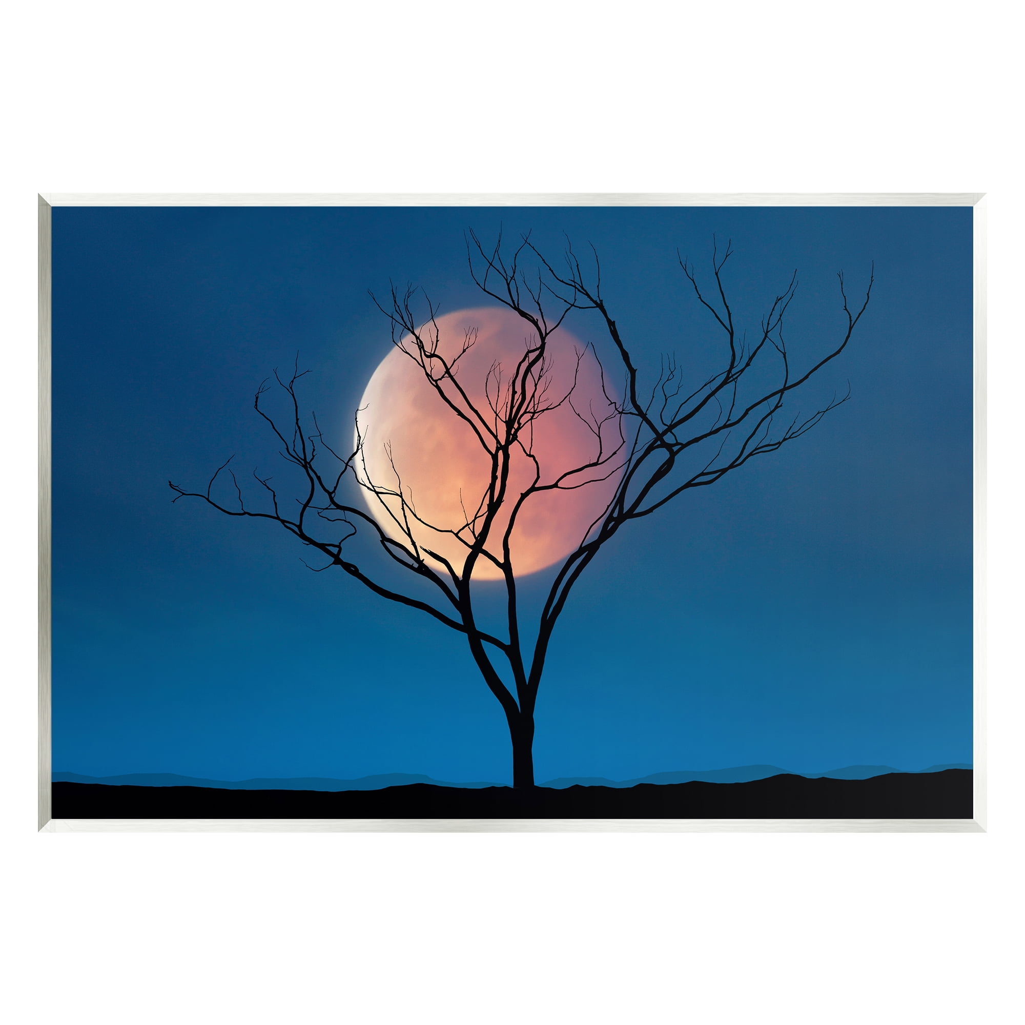 Stupell Industries Full Moon & Tree Landscape Painting Unframed Art ...
