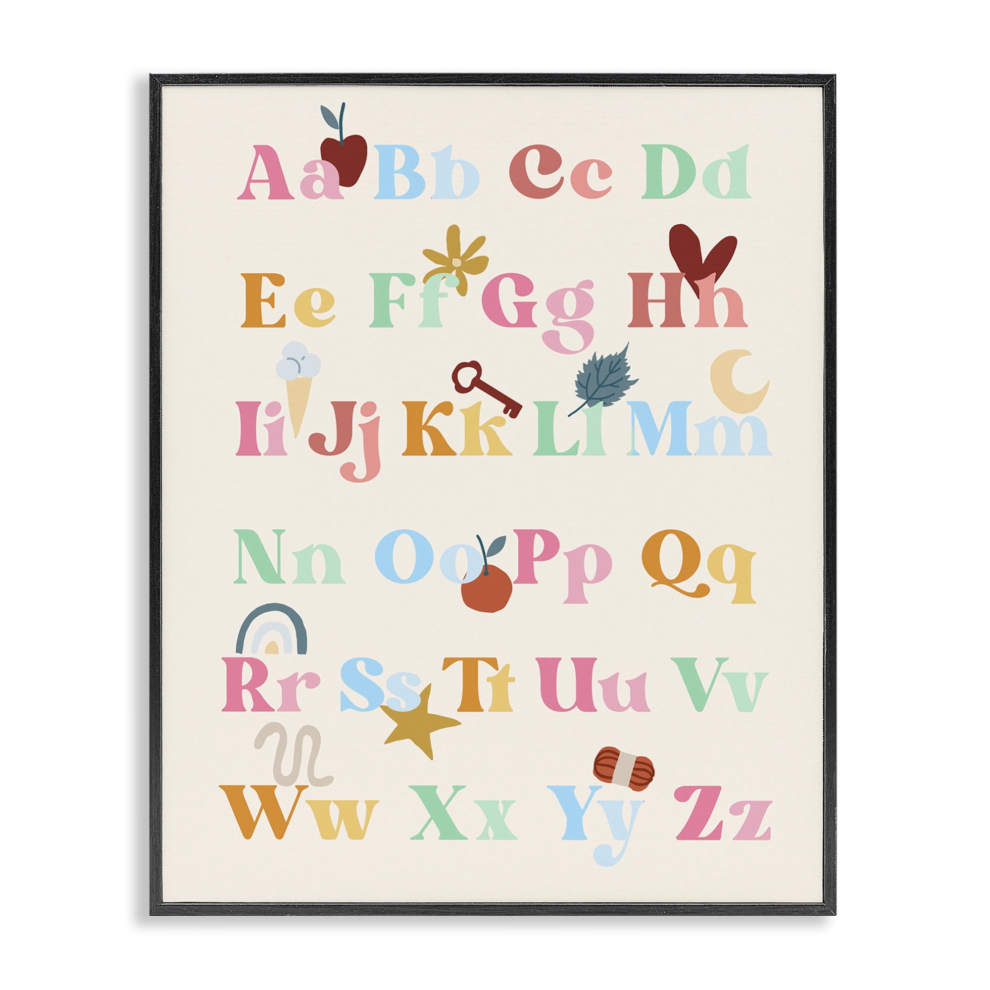 Stupell Industries Fun Alphabet Chart Novelty Painting Black Framed Art ...