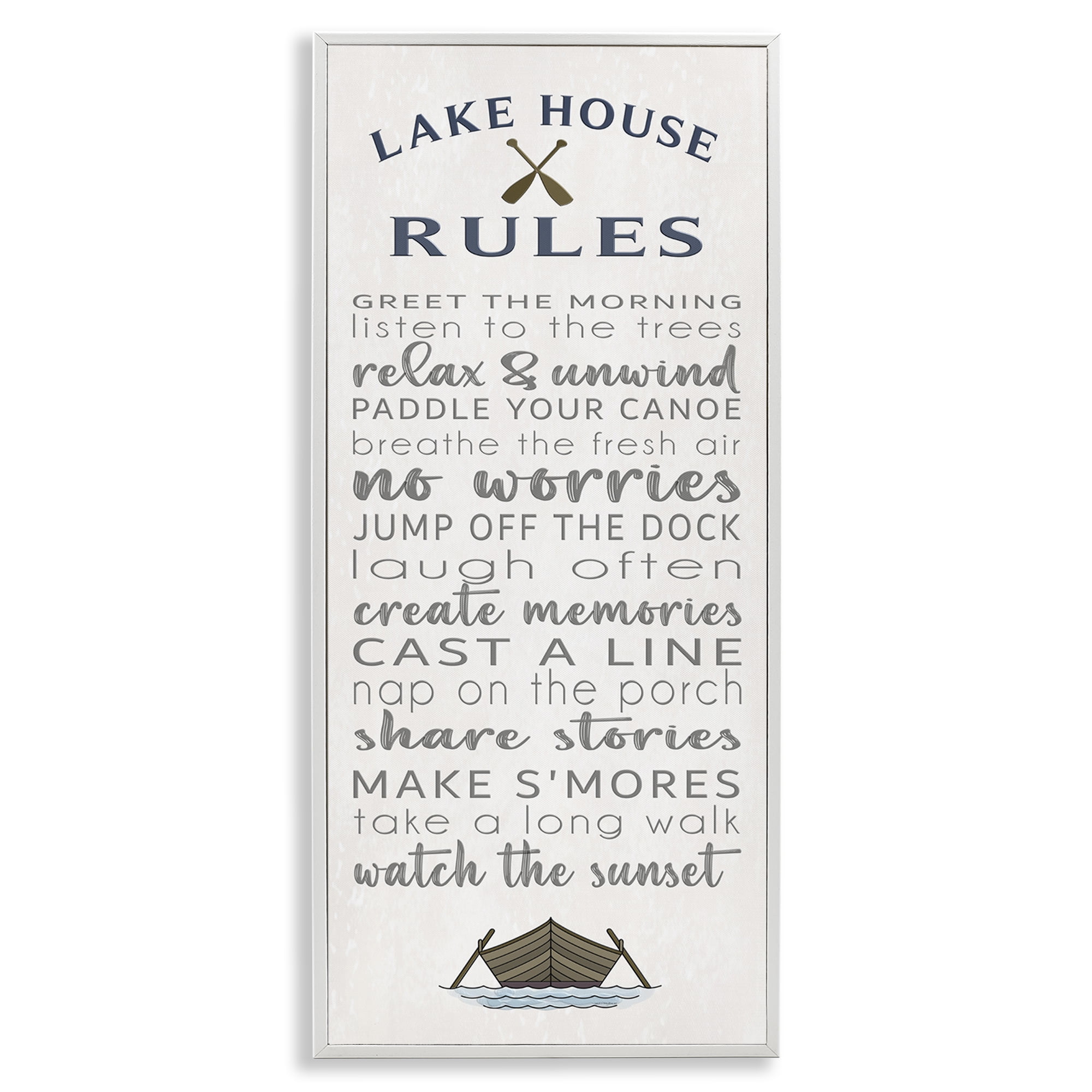 Stupell Industries Fun Lake House Rules Signs and Rules Painting White ...