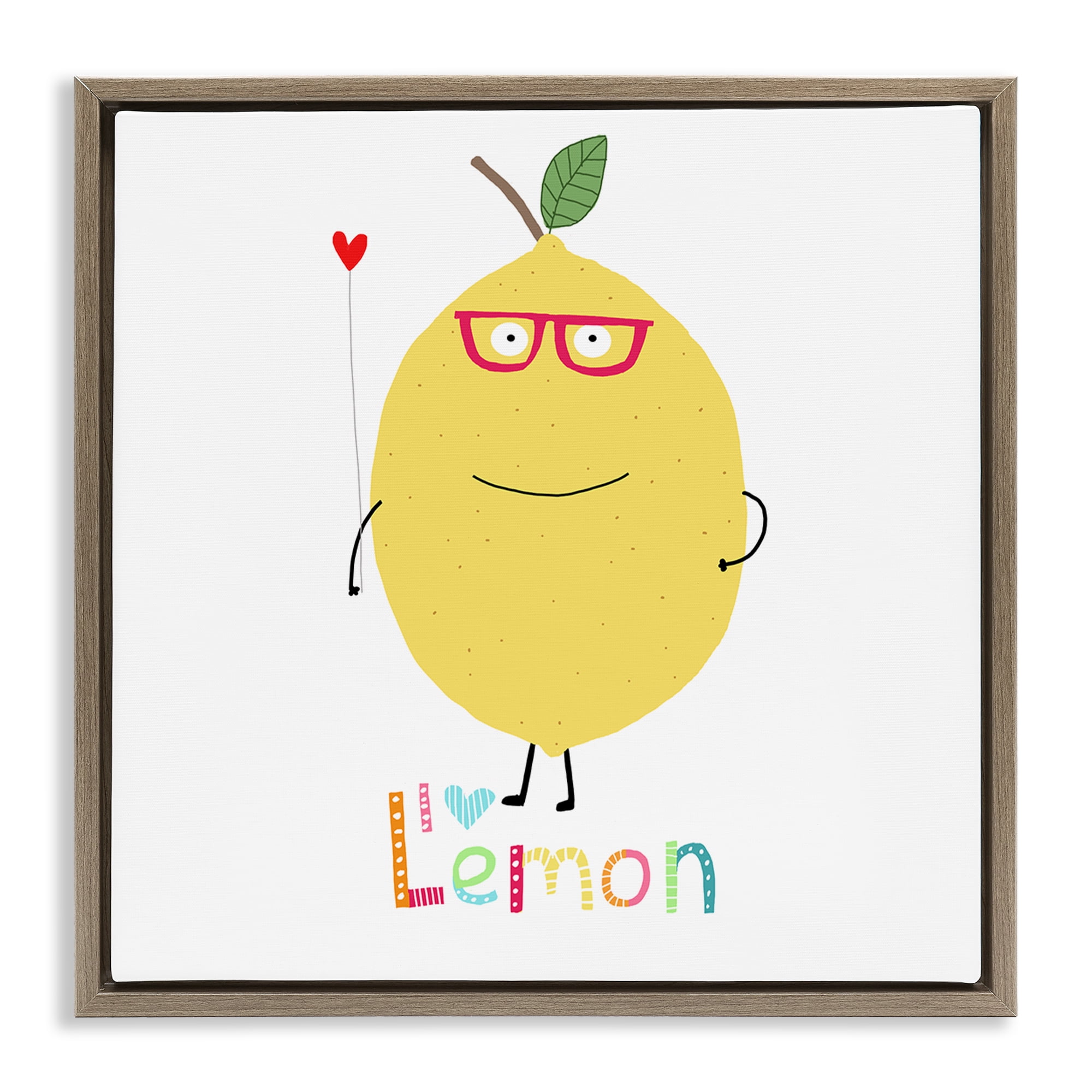 Stupell Industries Fun Smiling Lemon Food & Beverage Painting Brown ...