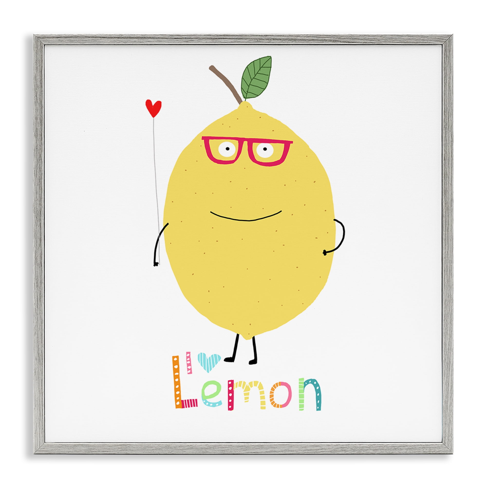Stupell Industries Fun Smiling Lemon Food & Beverage Painting Gray ...