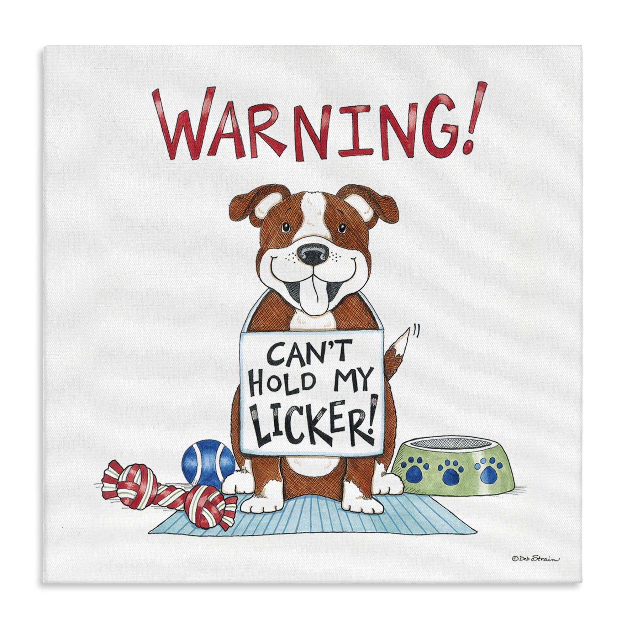 Stupell Industries Funny Can't Hold Licker Dog Animals Painting Wrapped ...