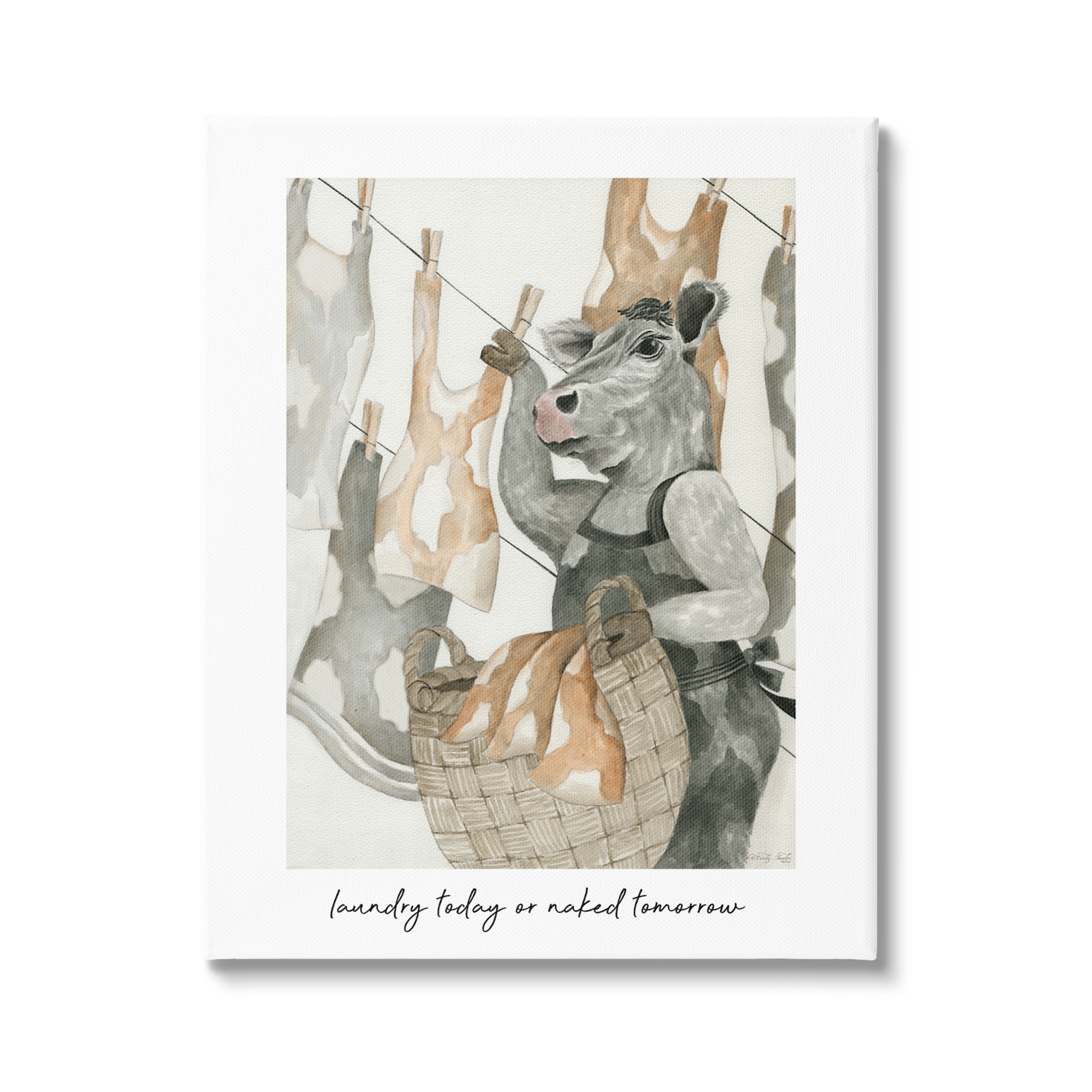 Stupell Industries Funny Cow Laundry Phrase Animals & Insects Painting ...