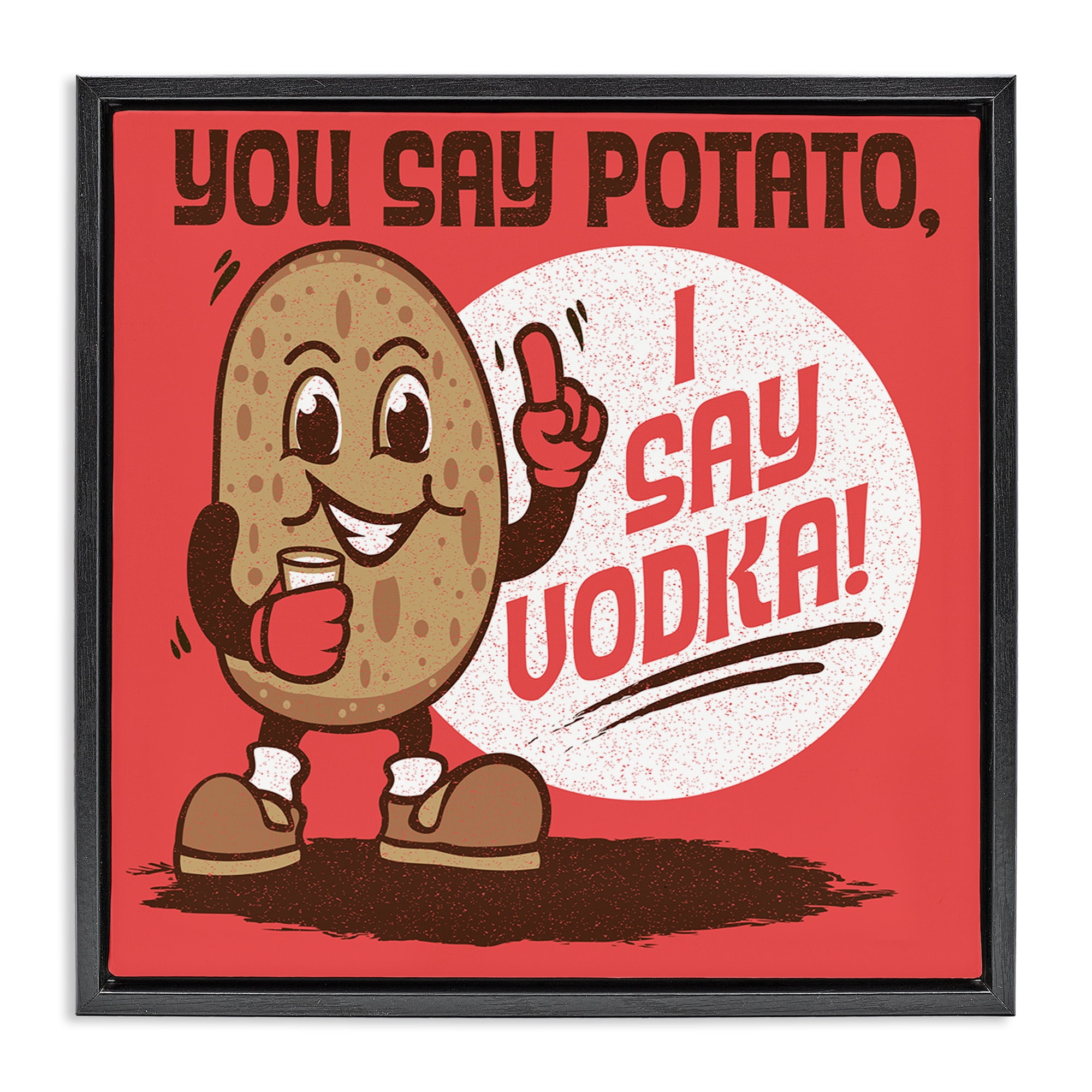 Stupell Industries Funny Potato & Vodka Food & Beverage Painting Black ...