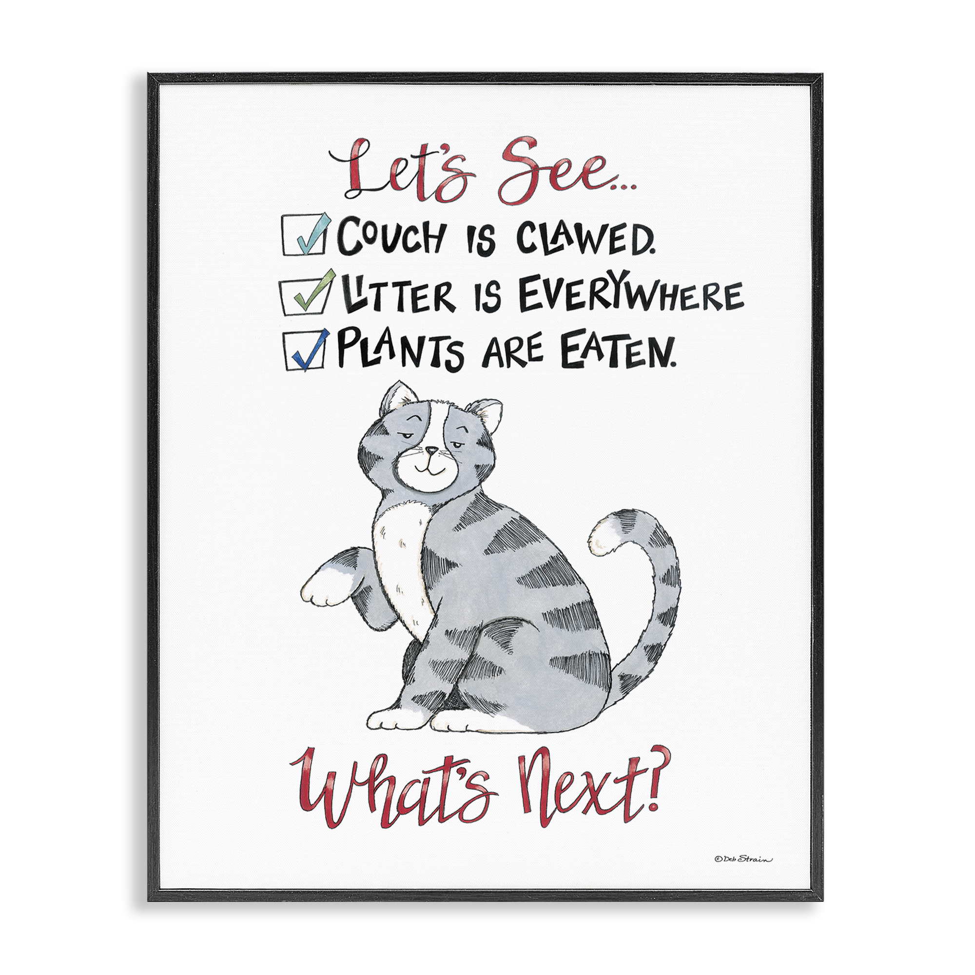 Stupell Industries Funny Troublemaker Cat Animals Painting Black Framed ...