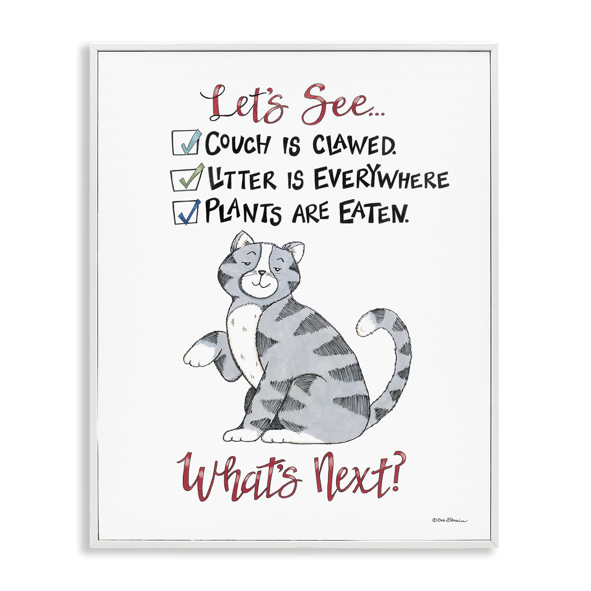 Stupell Industries Funny Troublemaker Cat Animals Painting White Framed ...