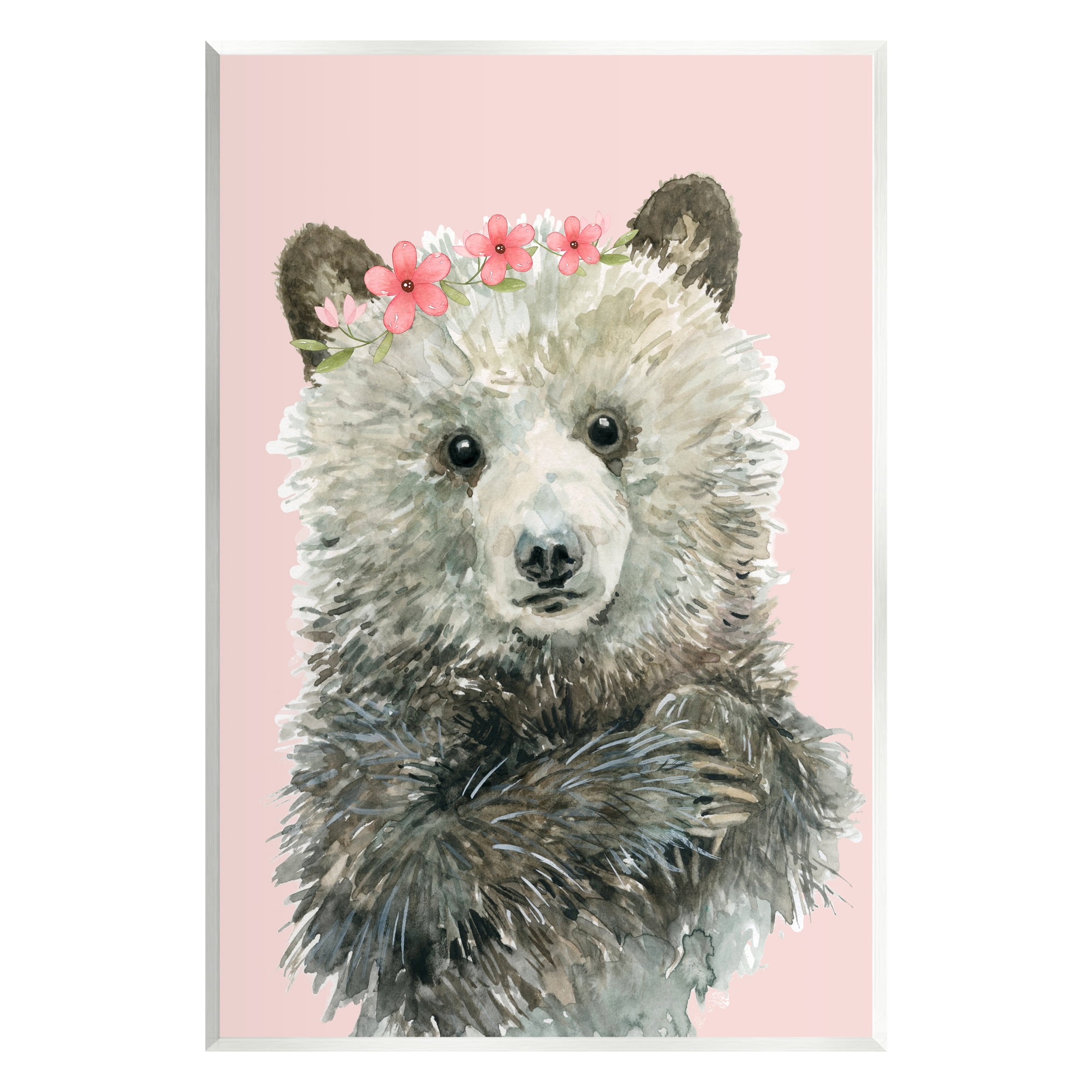 Stupell Industries Fuzzy Bear with Floral Crown Animals & Insects ...
