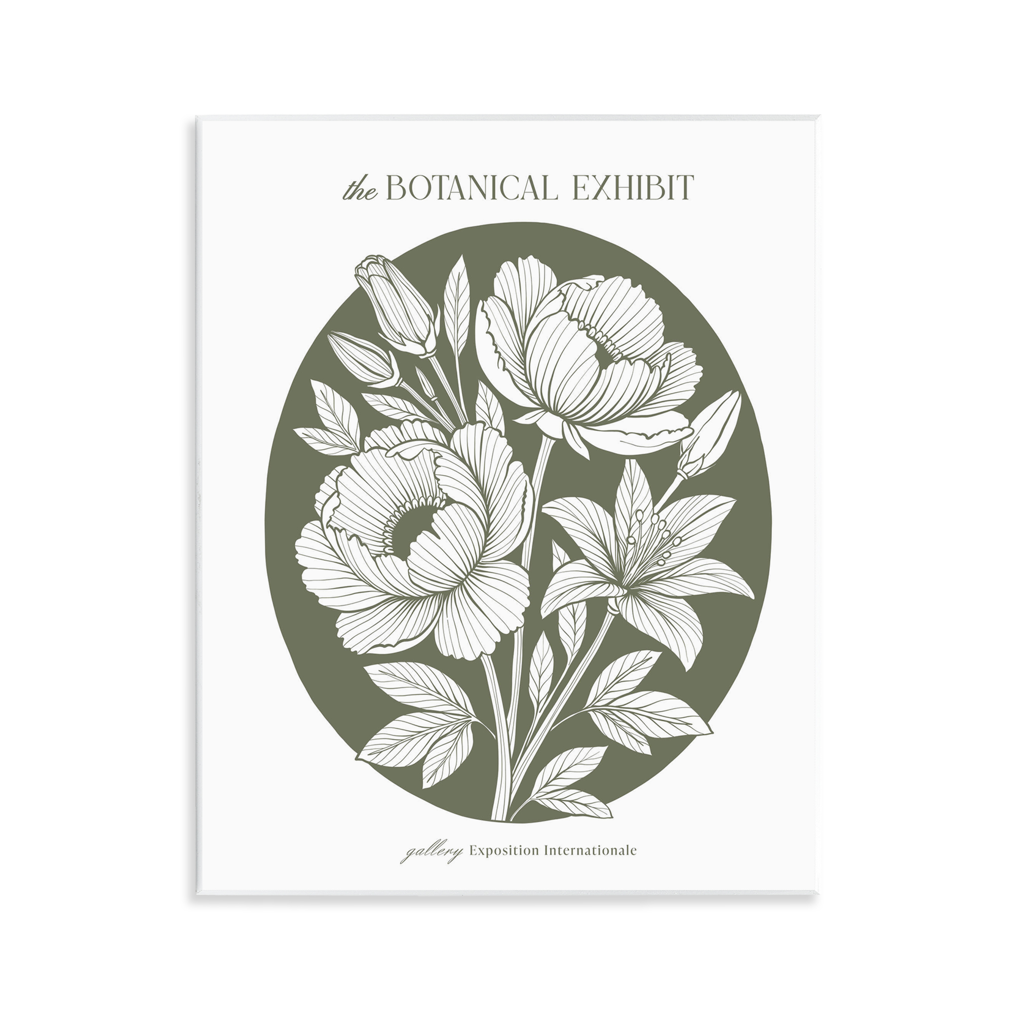 Stupell Industries Gallery Exhibit Flowers Green Wall Plaque Art design ...